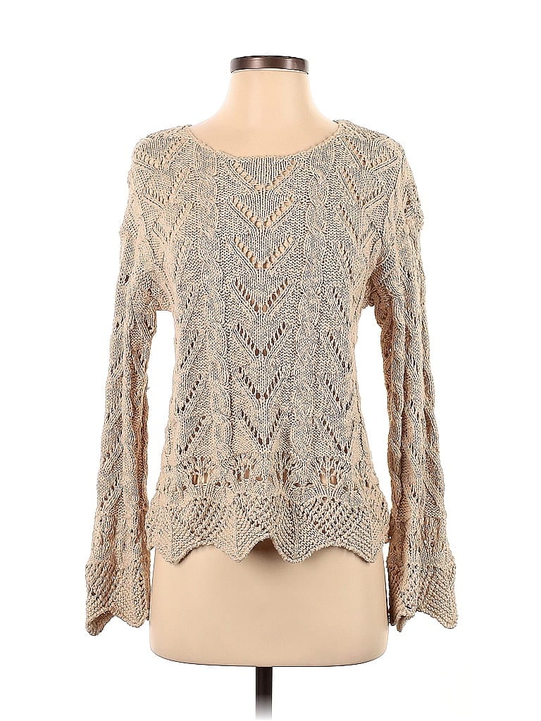 Sundance 100% Cotton Color Block Tan Pullover Sweater Size S (Petite ...