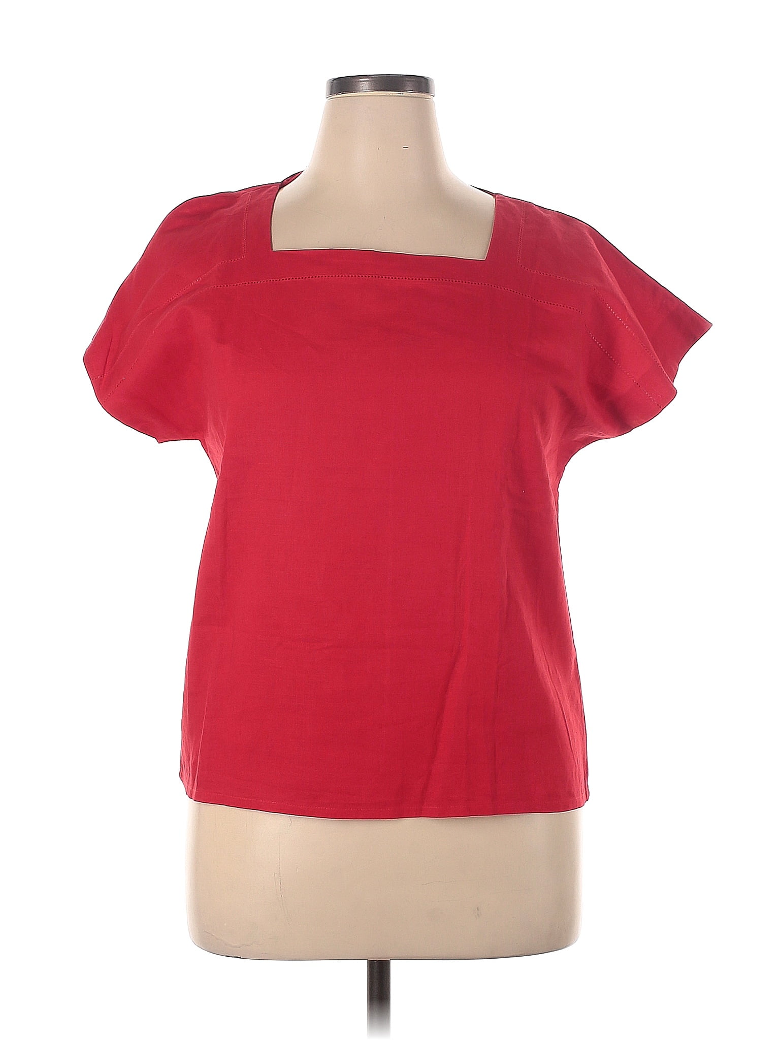 Susan Hutton Red Short Sleeve Blouse Size 14 - 65% off | ThredUp