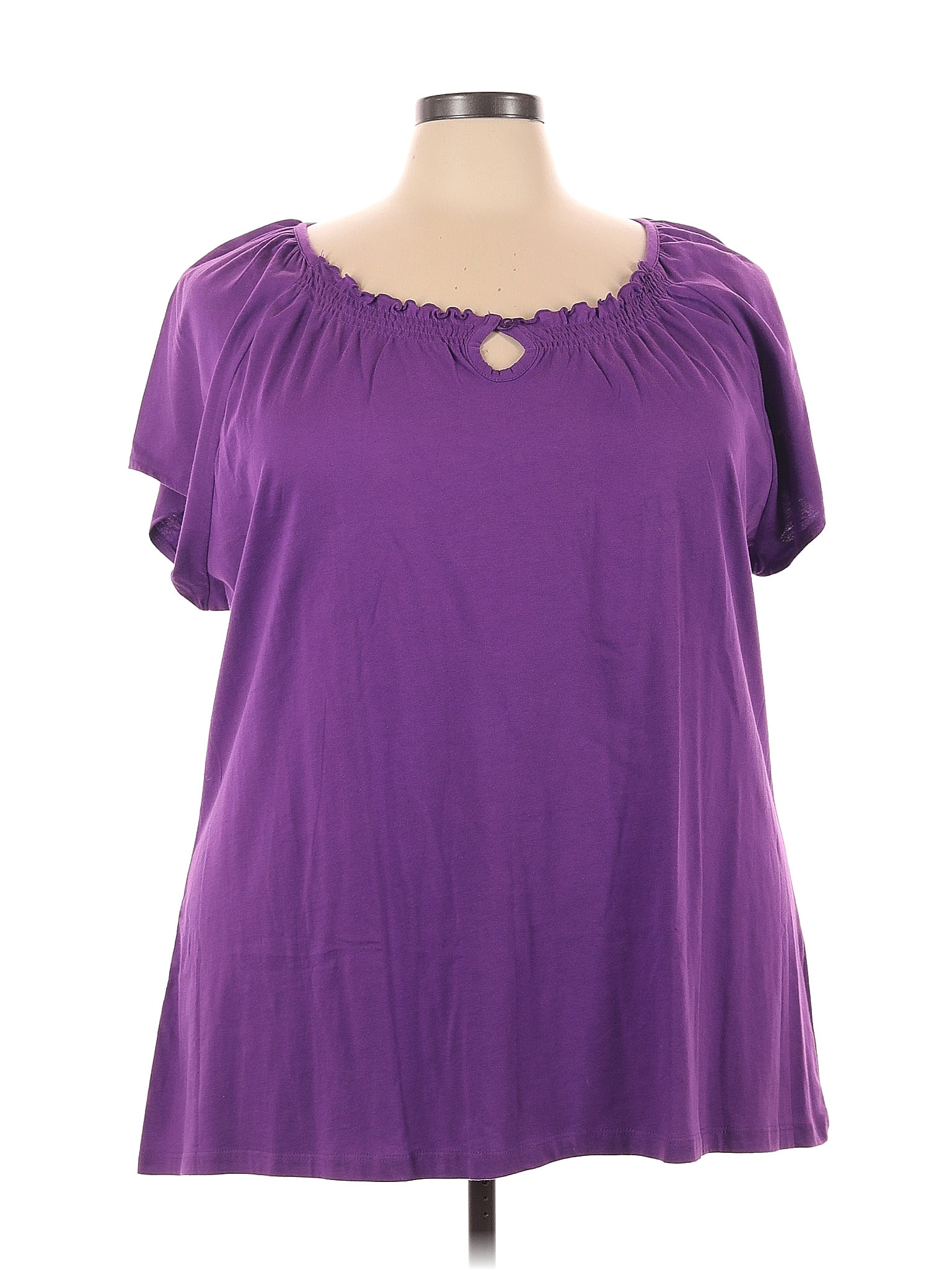 Just My Size 100 Cotton Solid Purple Short Sleeve Top Size 4x Plus 38 Off Thredup