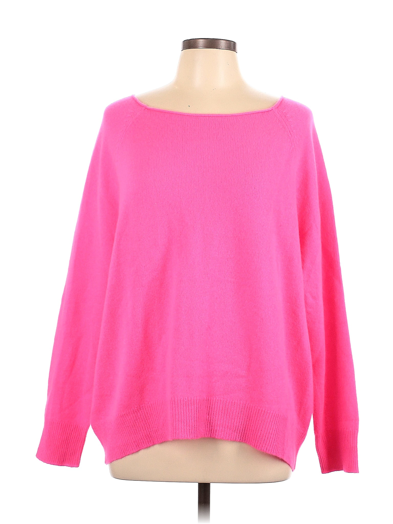 360 Cashmere 100% Cashmere Color Block Pink Cashmere Pullover Sweater ...