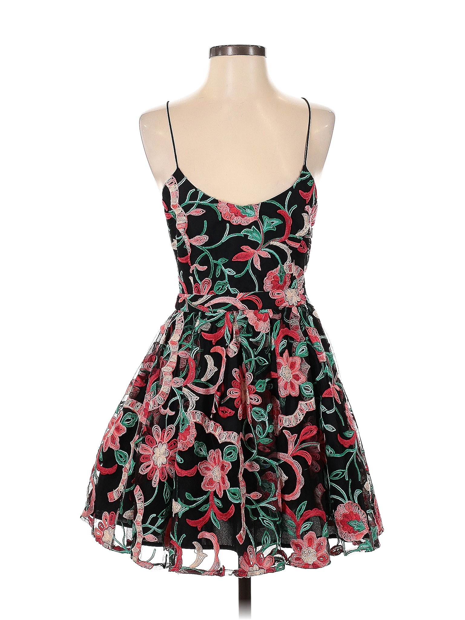 Forever 21 100% Polyester Floral Multi Color Black Casual Dress Size S ...