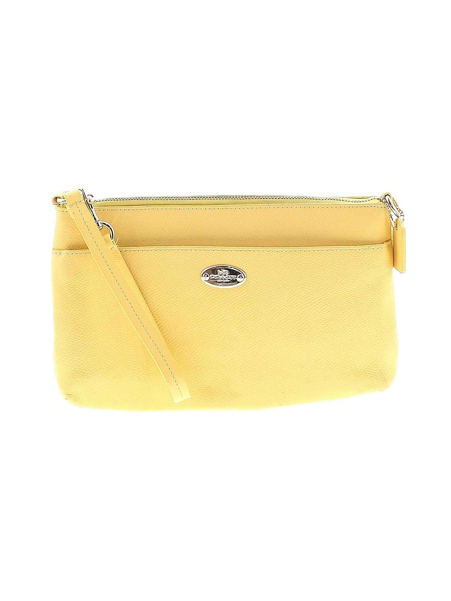 Coach Factory 100% Leather Solid Yellow Leather Wristlet One Size - 67% ...