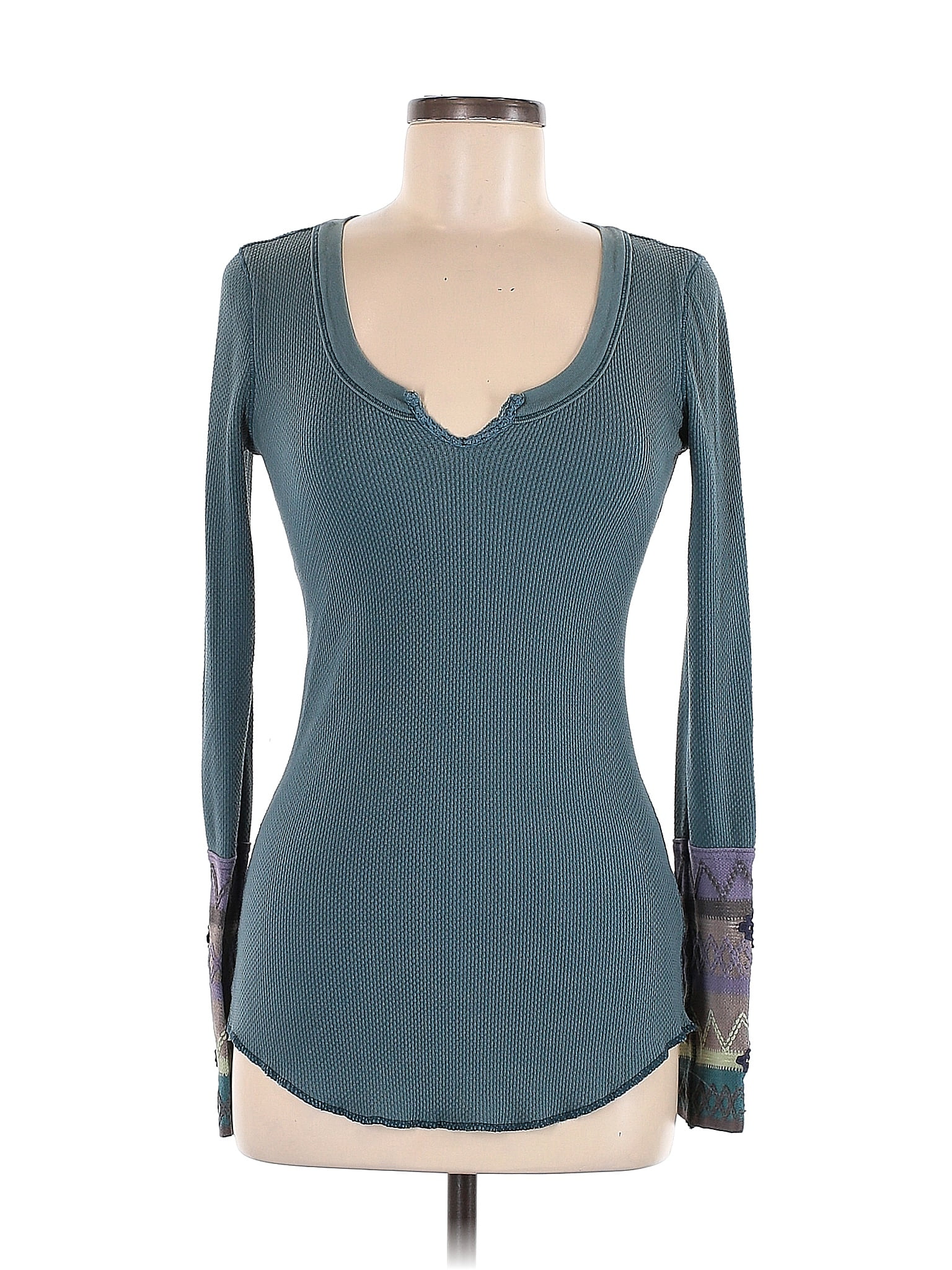 Free People Teal Thermal Top Size M 66 Off Thredup