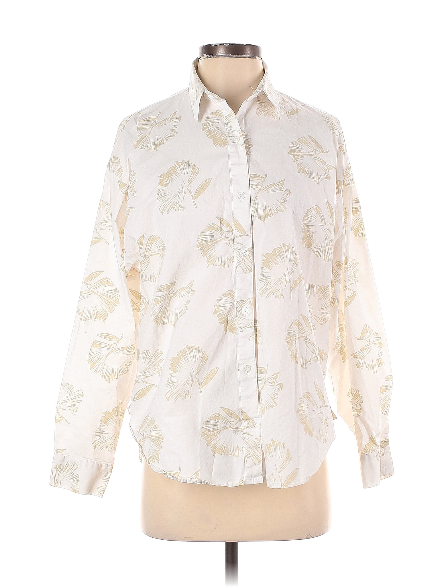 Express Floral White Ivory Long Sleeve Button-Down Shirt Size S - 71% off | ThredUp