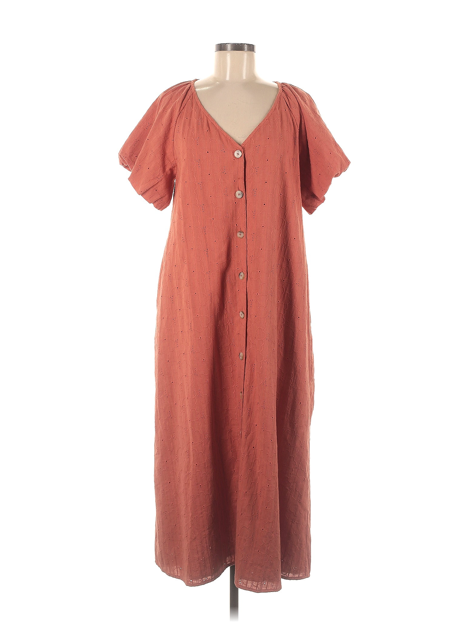 Madewell 100 Cotton Solid Burnt Orange Brown Casual Dress Size M 62
