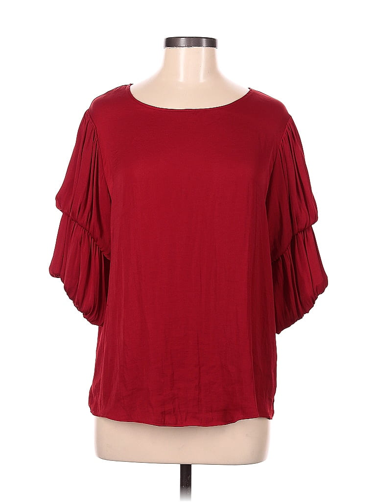 Naked Zebra 100 Polyester Red Burgundy Long Sleeve Top Size M 50