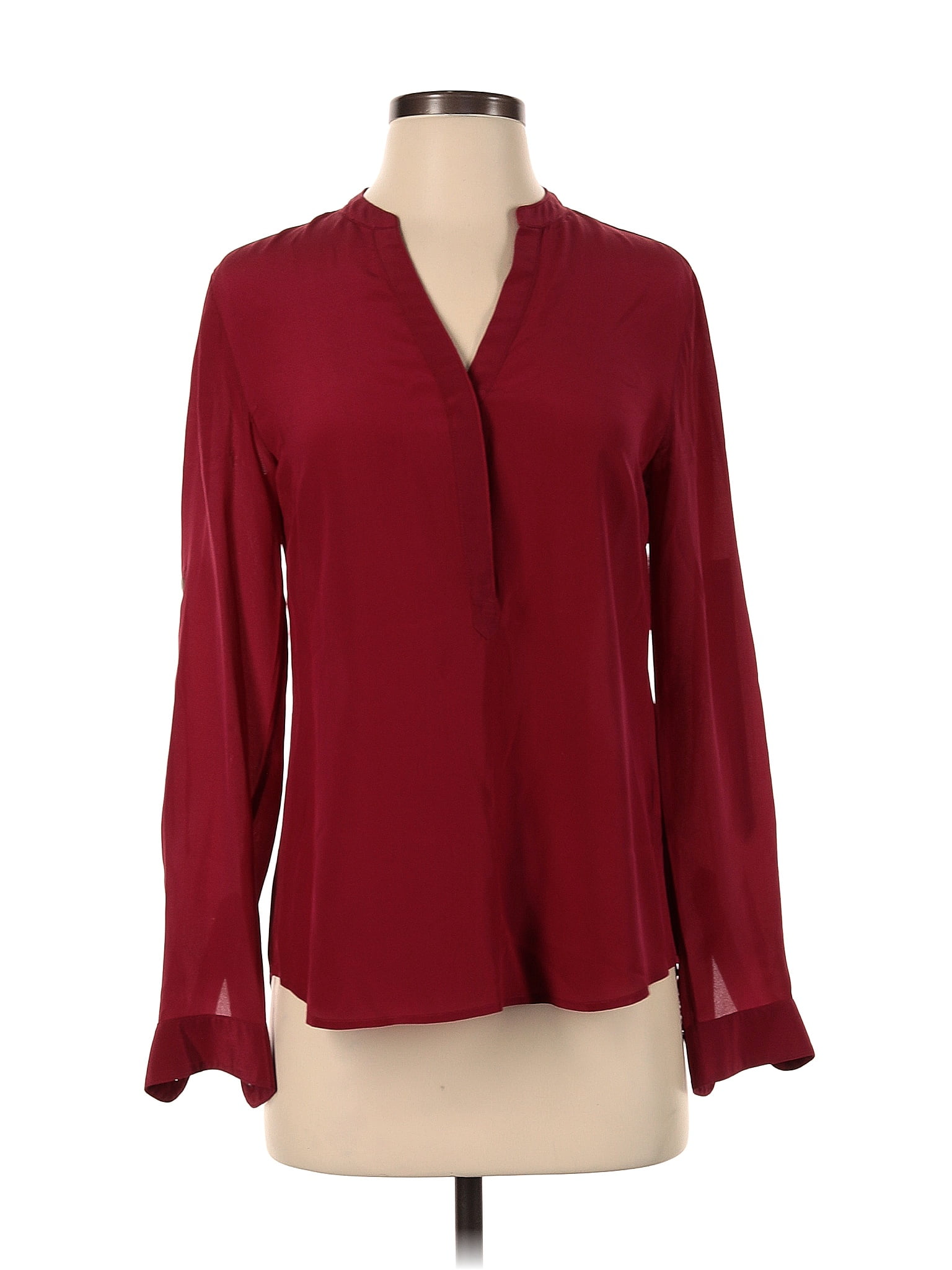 Banana Republic 100 Silk Color Block Polka Dots Red Burgundy Long