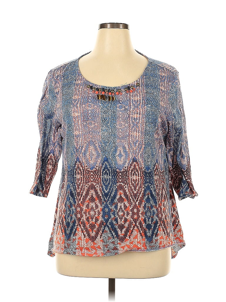 Ruby Rd. Blue 3/4 Sleeve Blouse Size XL (Petite) - 70% off | ThredUp