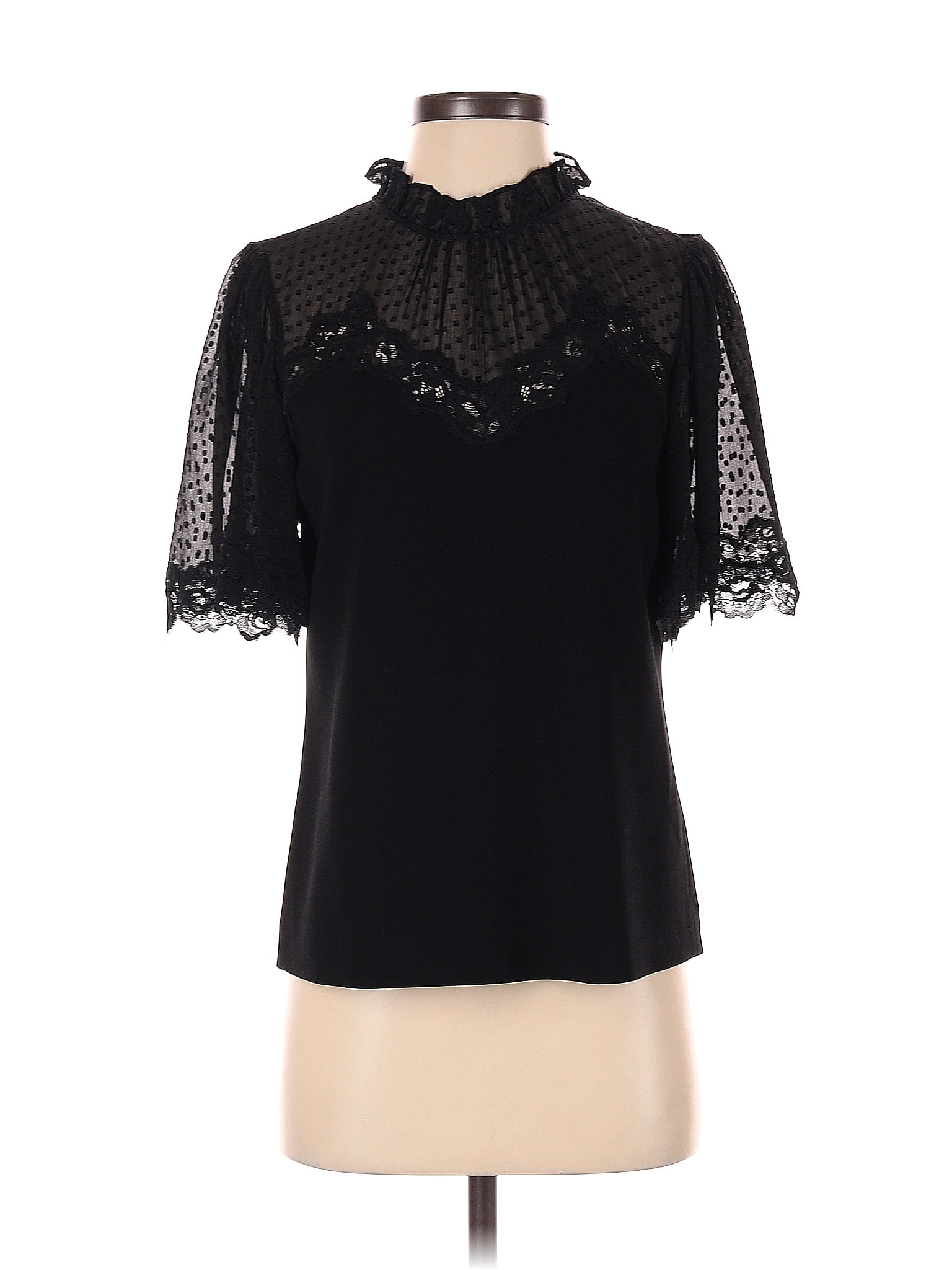 Rebecca Taylor Polka Dots Black Short Sleeve Blouse Size 4 85 Off