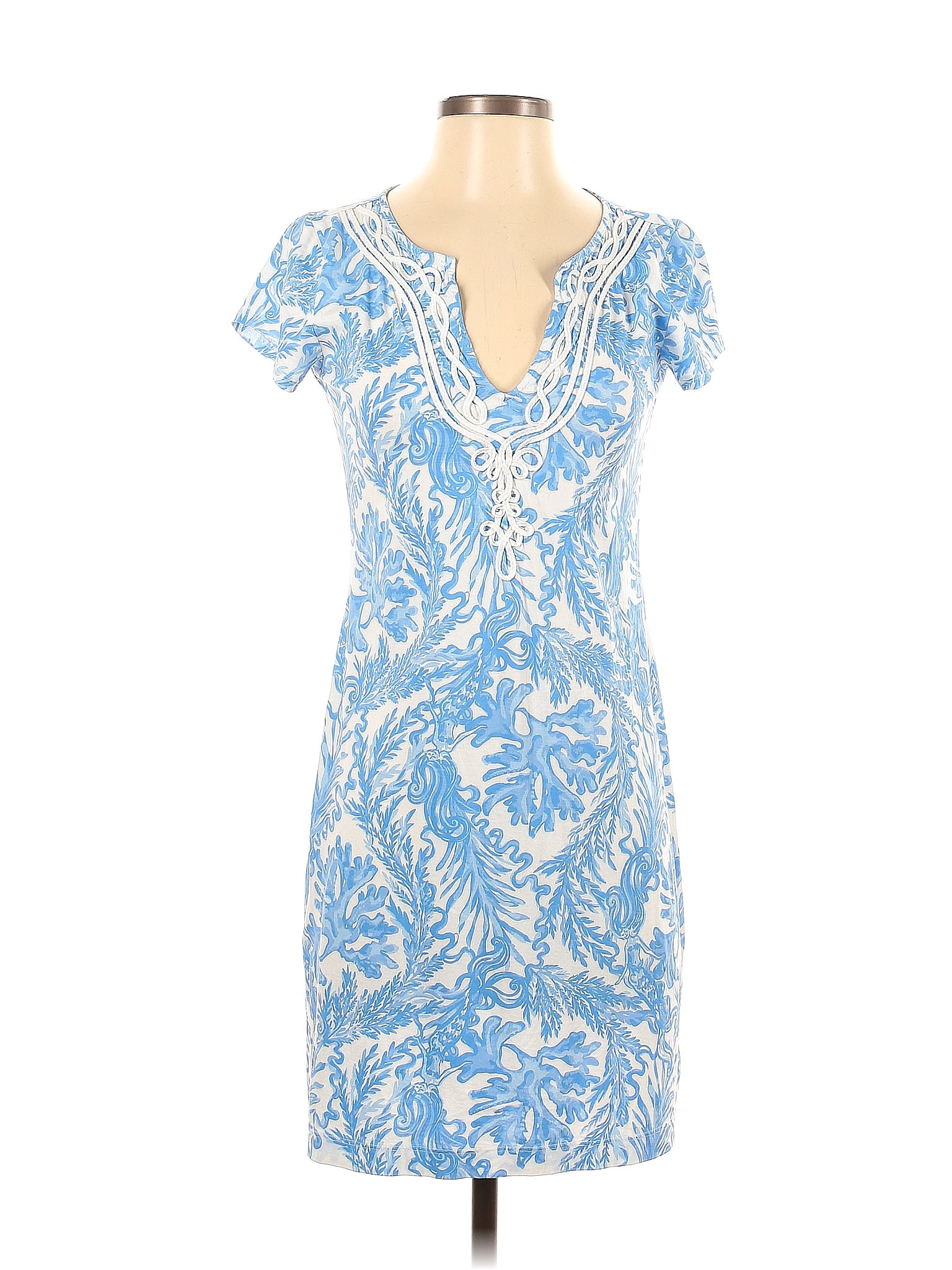 Lilly Pulitzer 100 Cotton Multi Color Blue Casual Dress Size S 64