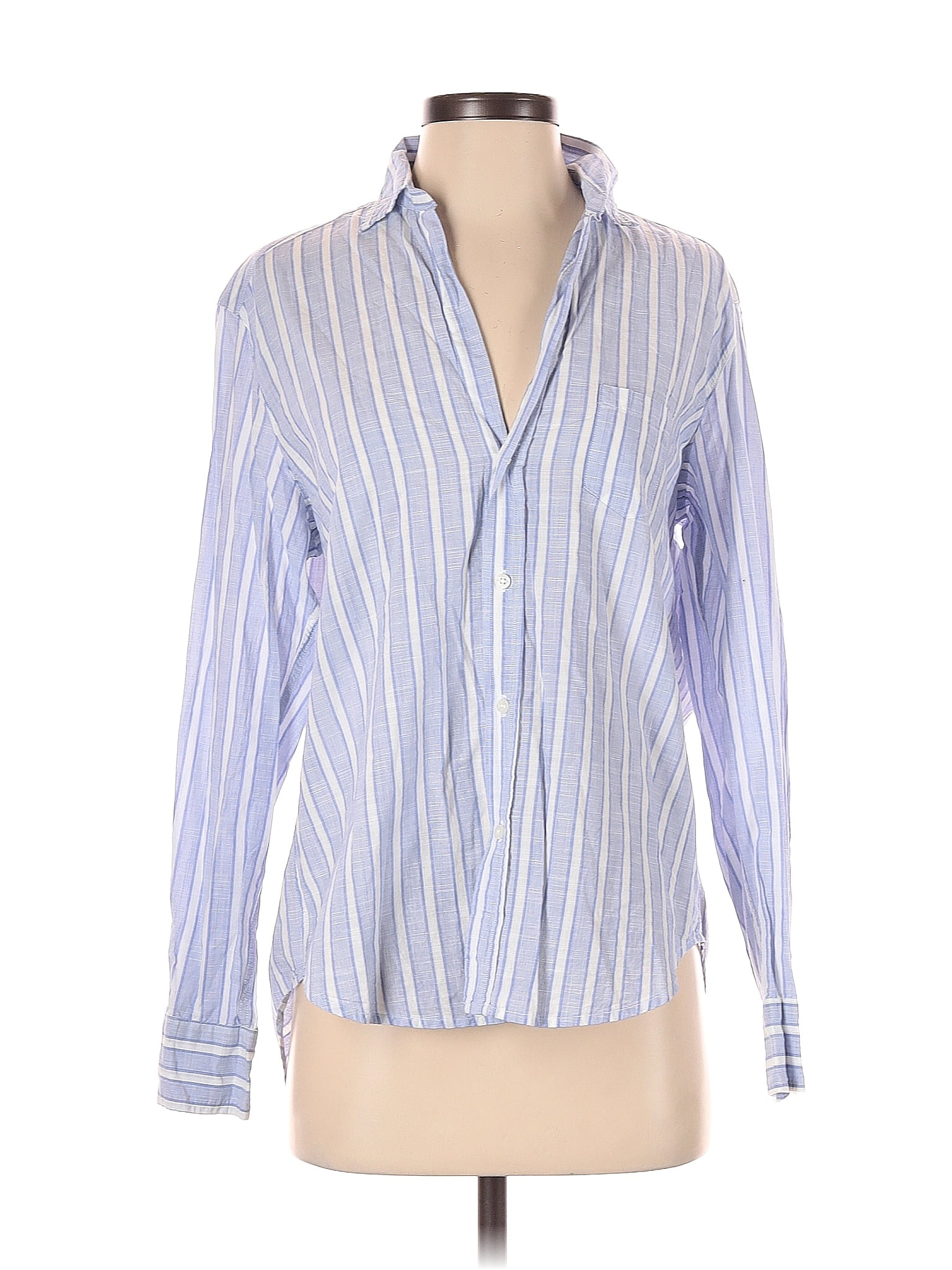 Frank & Eileen 100% Cotton Stripes Blue Long Sleeve Button-Down Shirt Size XS - 75% off | ThredUp