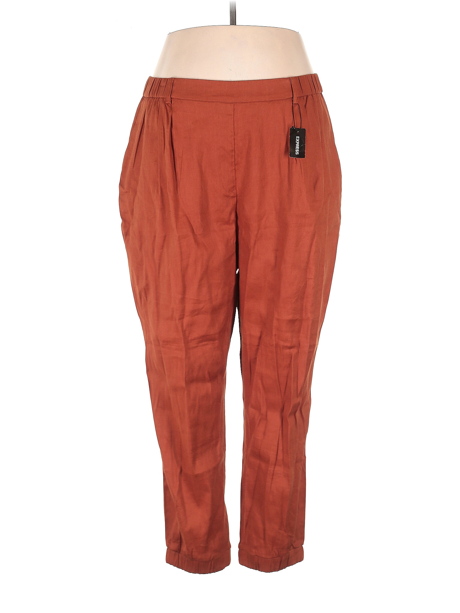 Express Solid Burnt Orange Orange Linen Pants Size XL - 70% off | ThredUp
