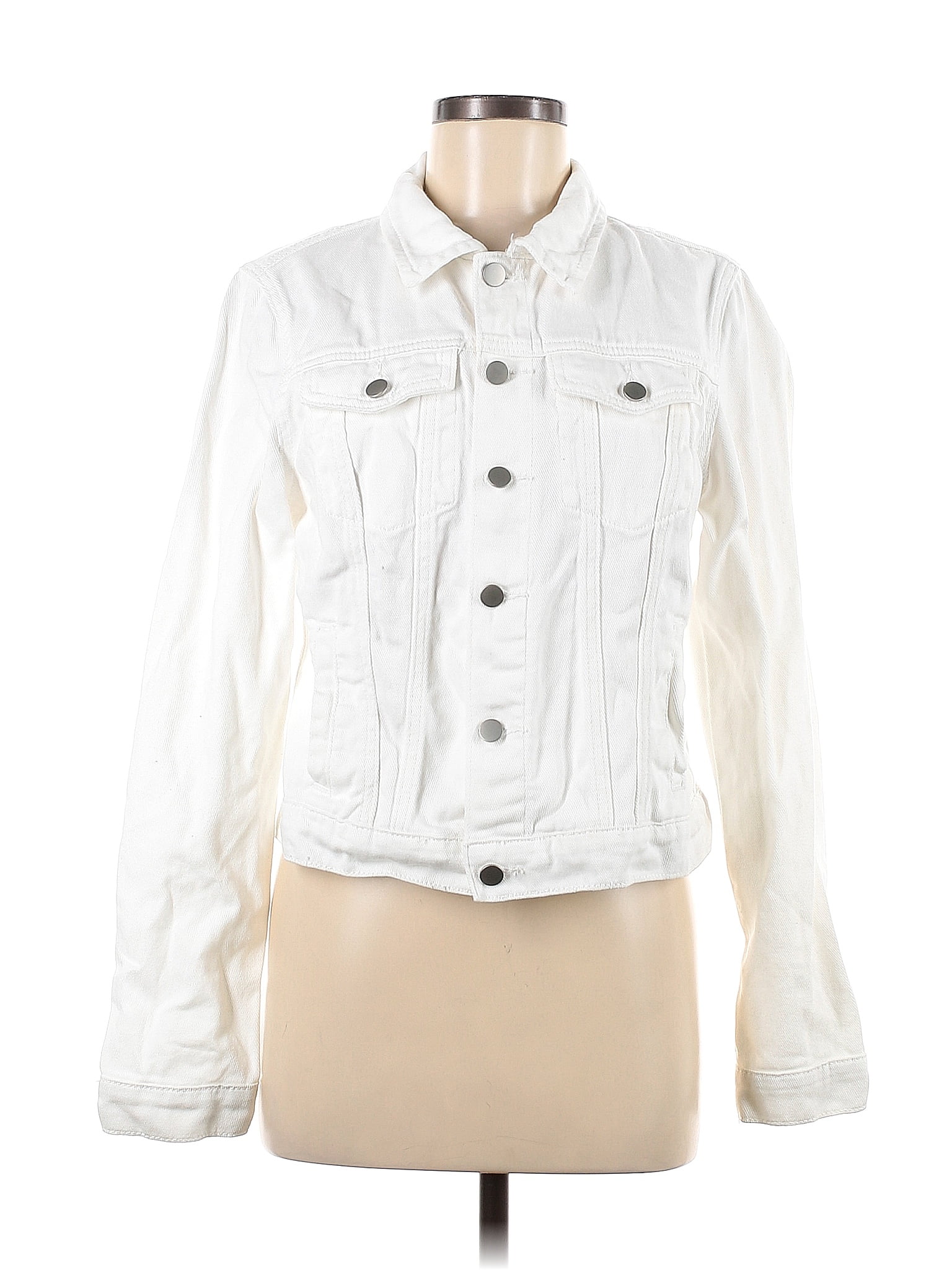 Shein 100% Cotton Solid White Denim Jacket Size M - 50% off | ThredUp
