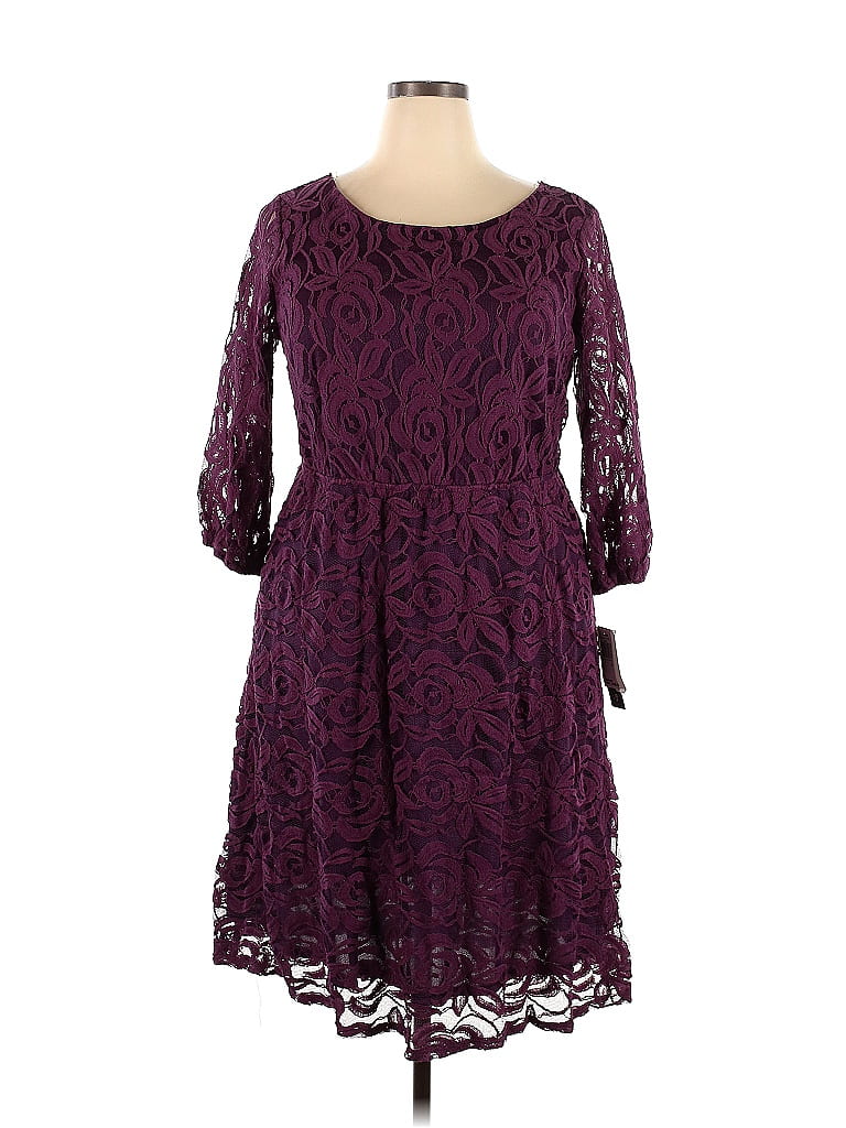 ING Solid Purple Casual Dress Size 2X (Plus) - 42% off | ThredUp