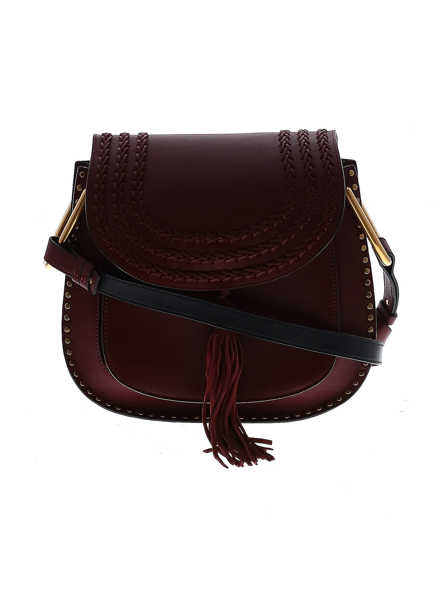 Chloé 100% Leather Solid Maroon Burgundy Leather Braided Hudson Bag One ...