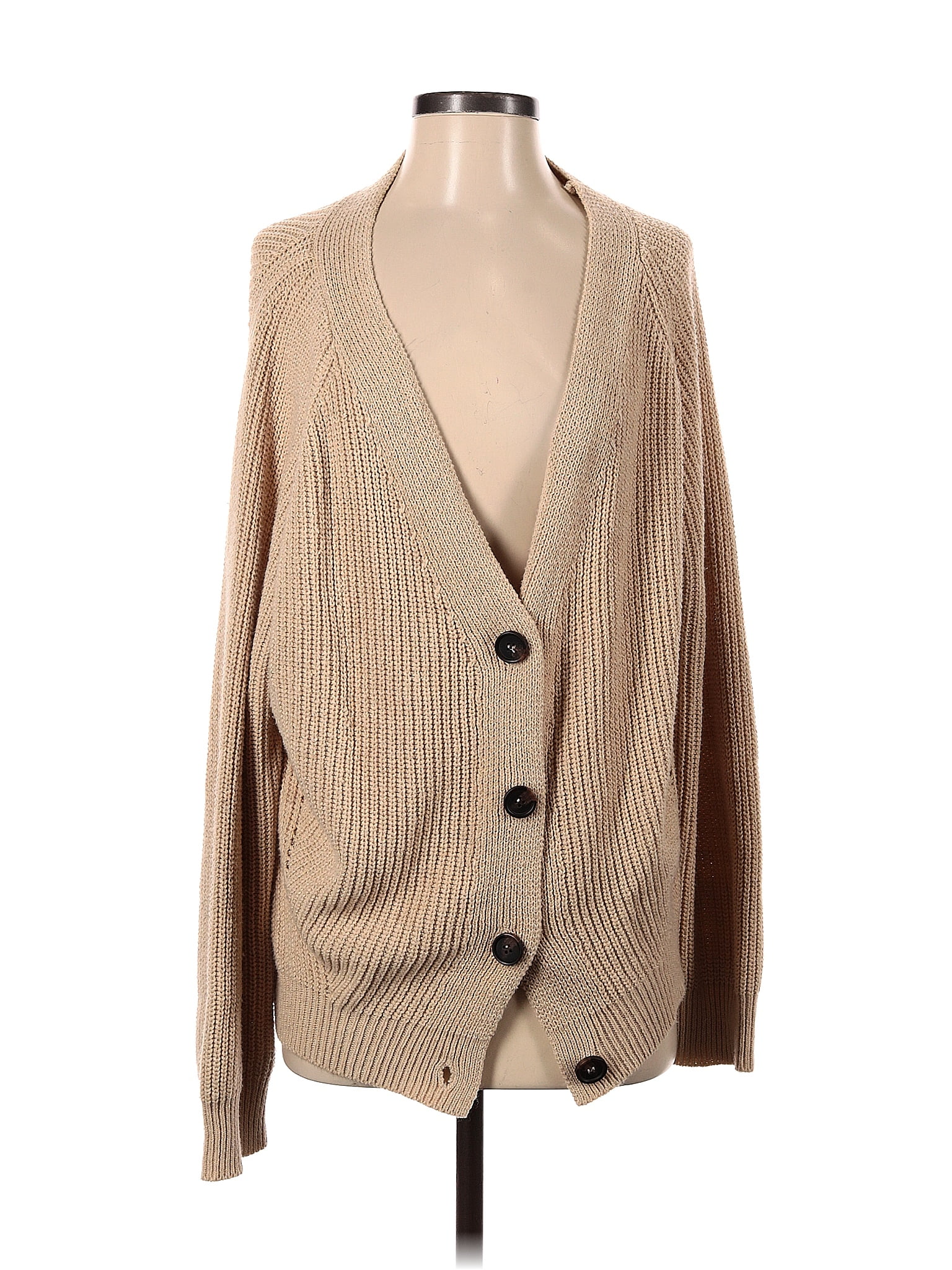 Chance 100% Polyester Color Block Solid Tan Cardigan Size S - 69% off ...