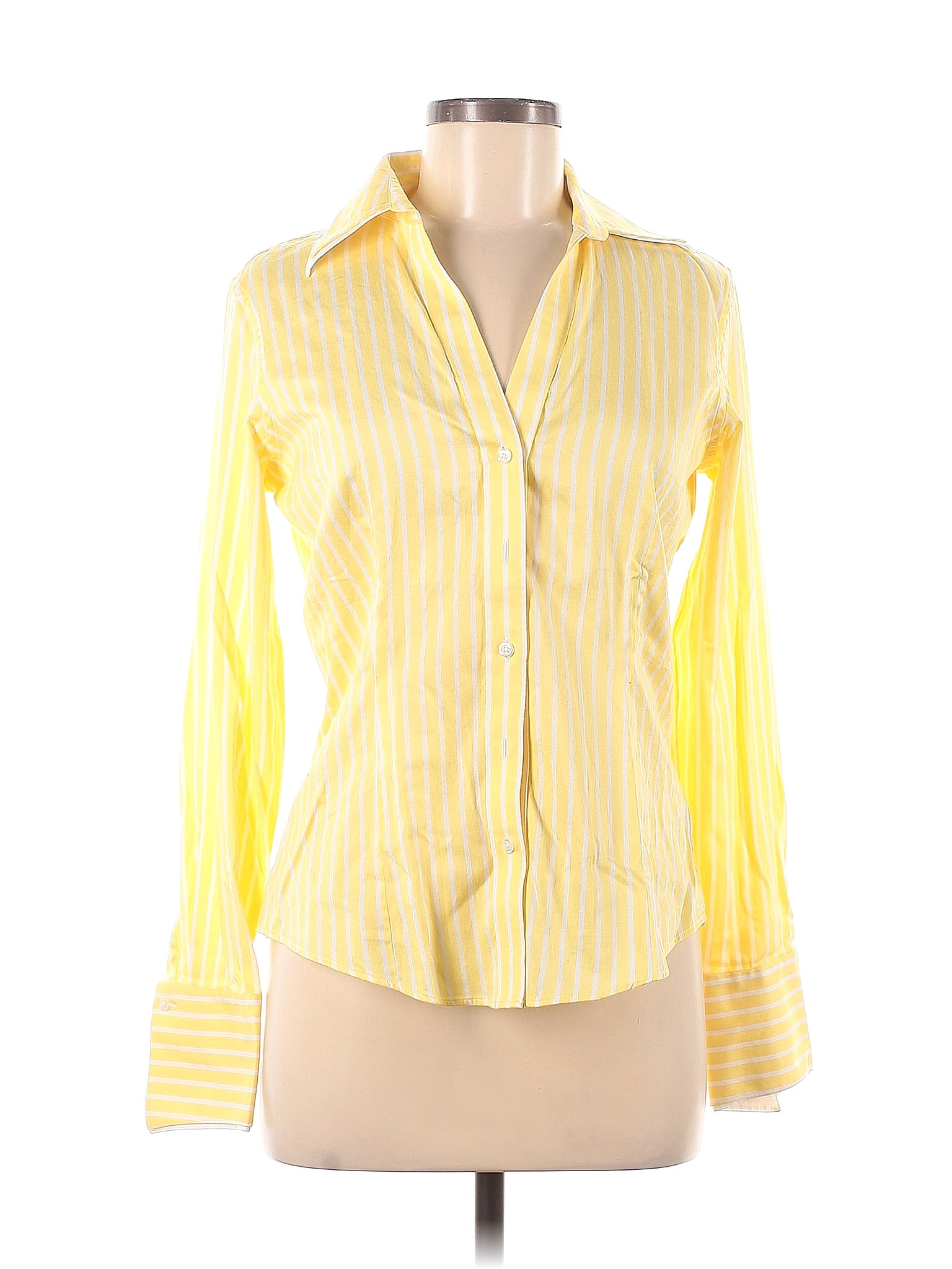 Brooks Brothers Stripes Yellow Long Sleeve Button Down Shirt Size 6