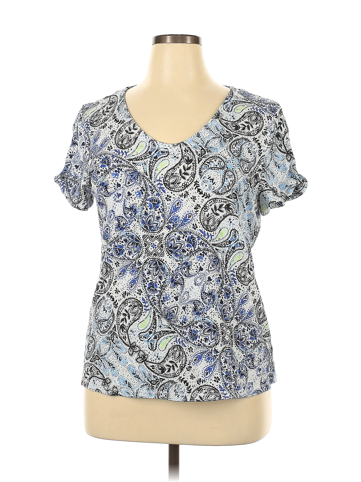T by Talbots Paisley Damask Baroque Print Batik Brocade Blue Short ...