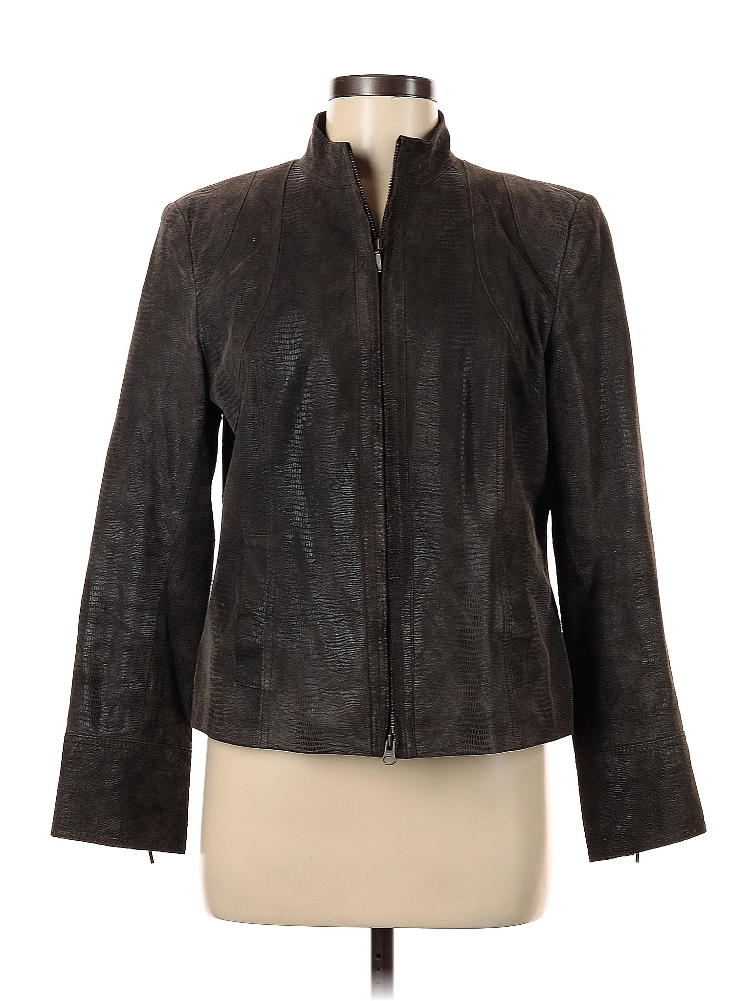 Alfani 100% Leather Solid Brown Leather Jacket Size M - 71% off | ThredUp