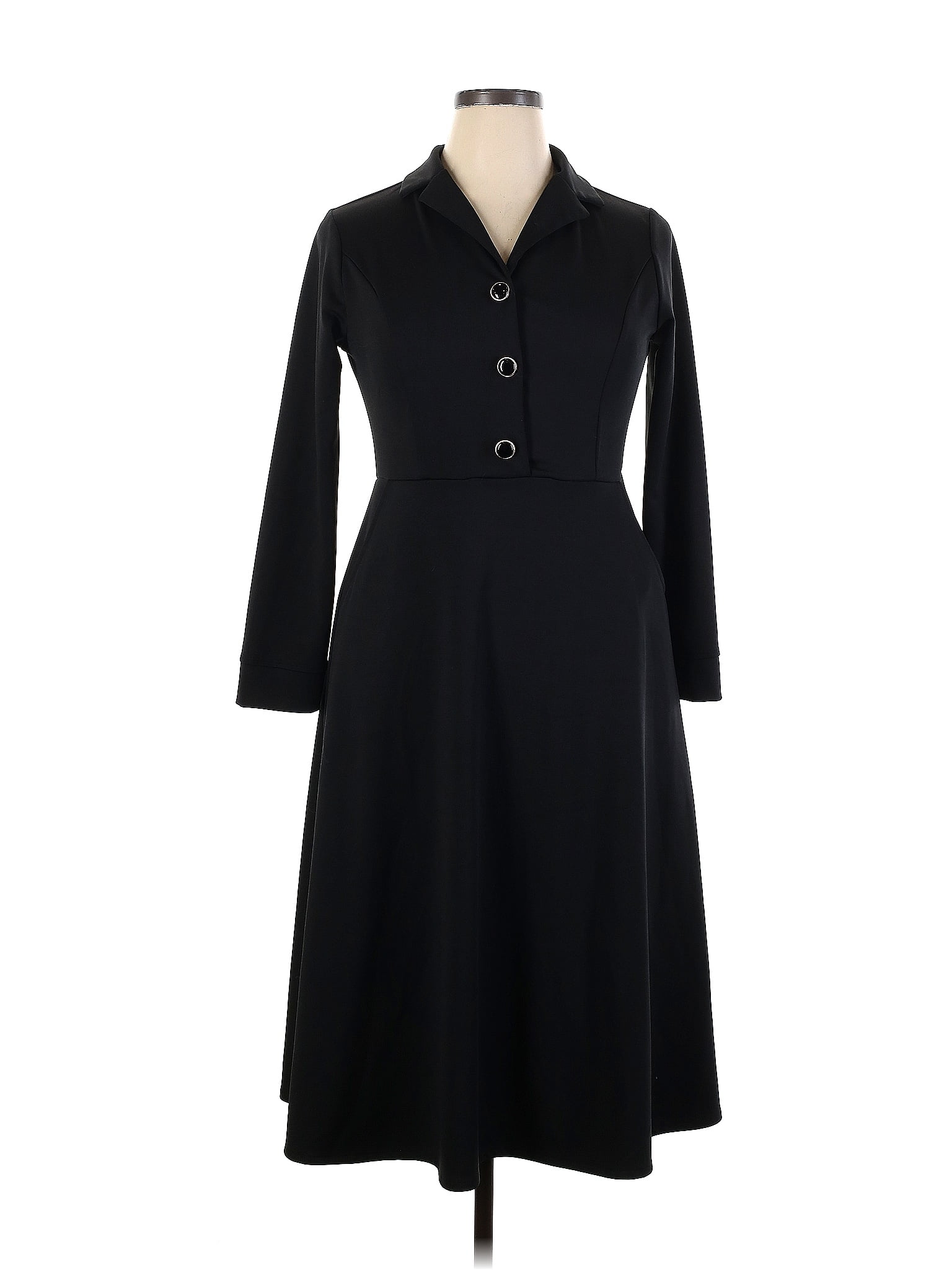 Unbranded 100 Polyester Solid Black Casual Dress Size Xl 56 Off