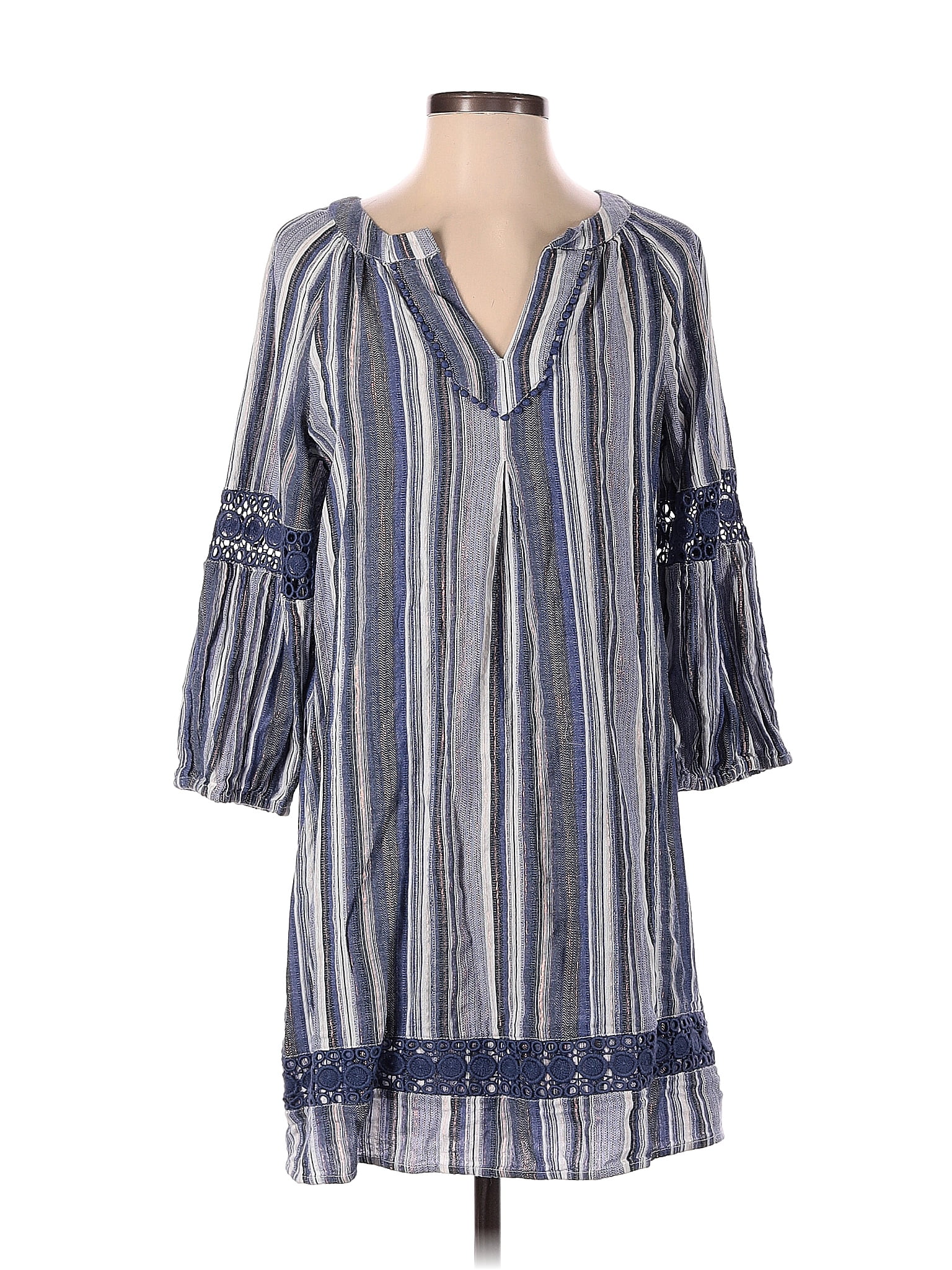 Crown And Ivy Stripes Multi Color Blue Casual Dress Size S 58 Off