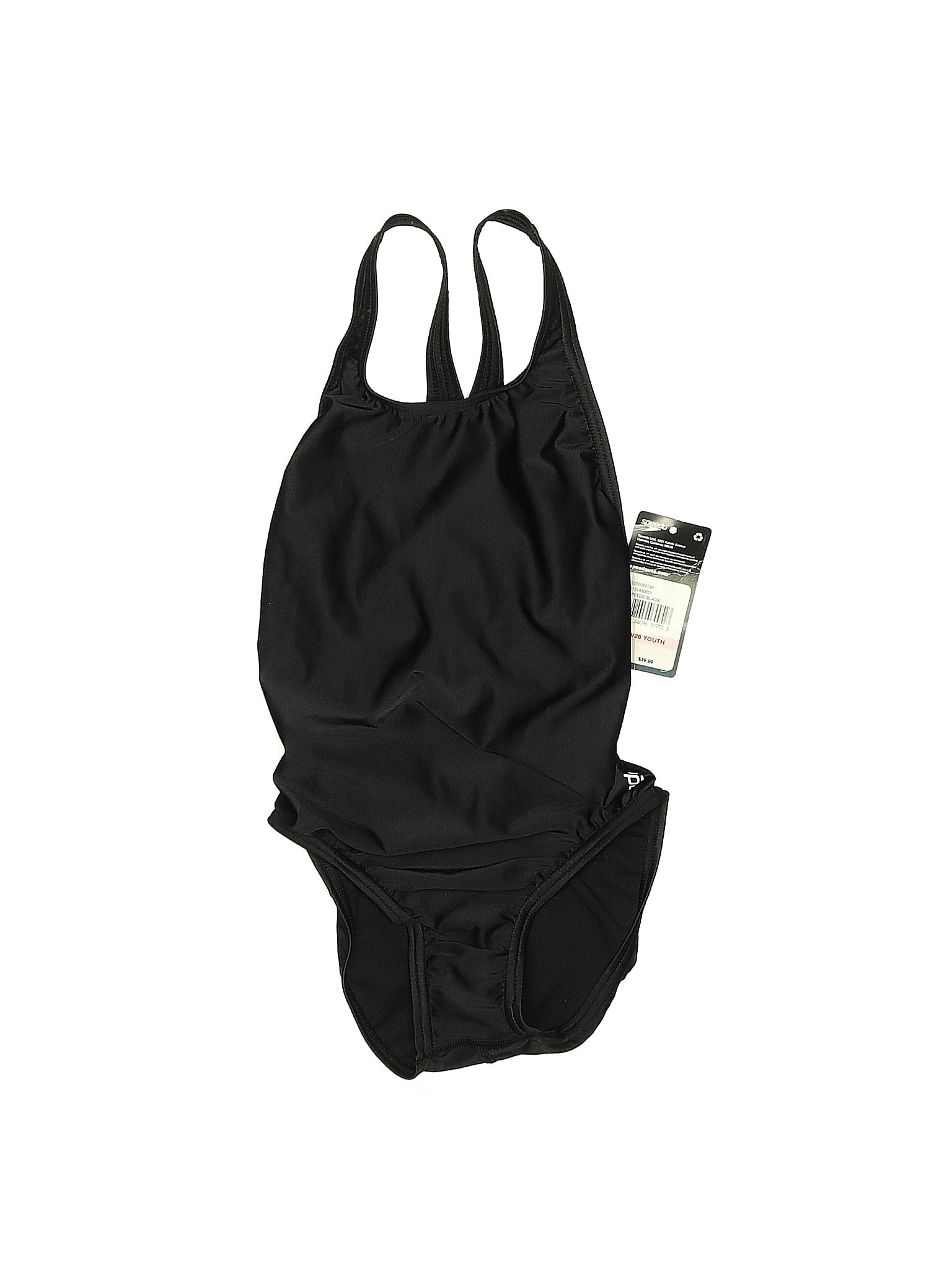 Speedo Solid Black One Piece Swimsuit Size 10 32 Off Thredup