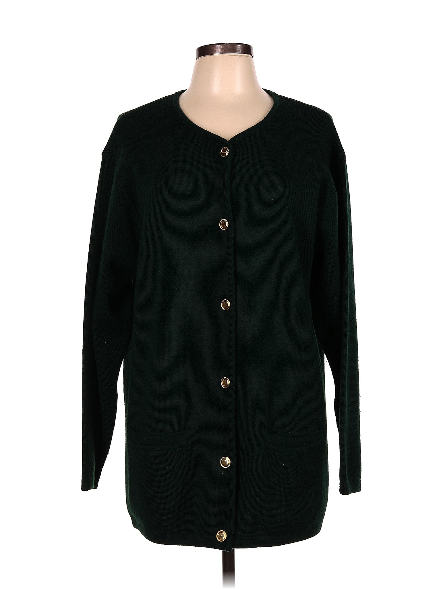 Talbots 100 Wool Solid Black Cardigan Size L 77 Off Thredup