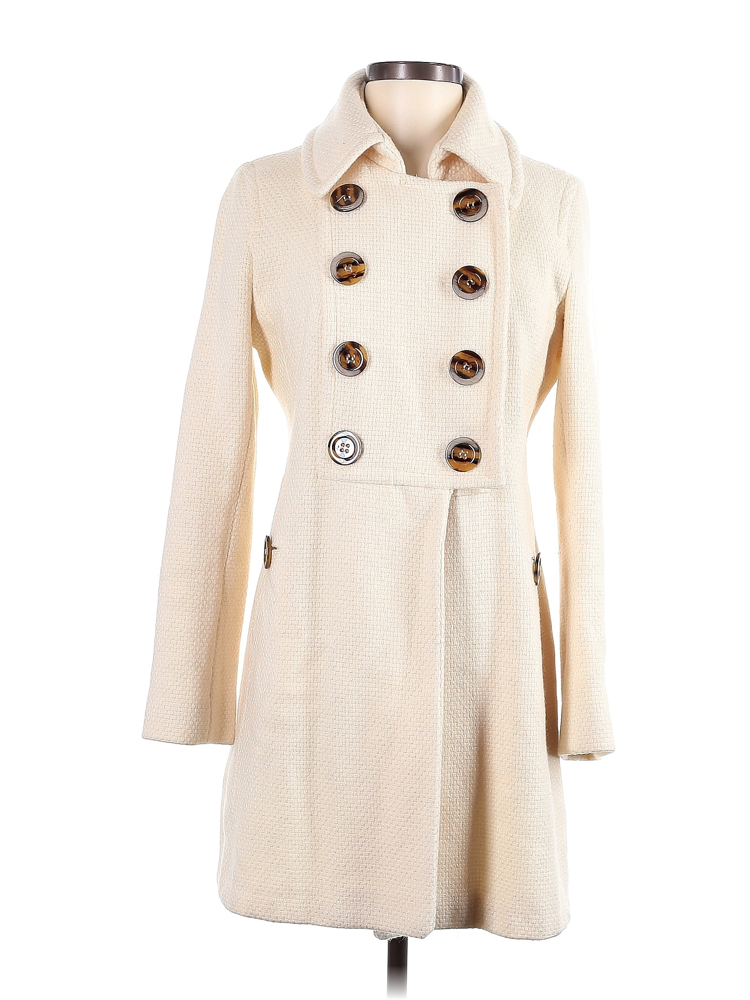 Bebe Solid Ivory Wool Coat Size M - 71% off | ThredUp