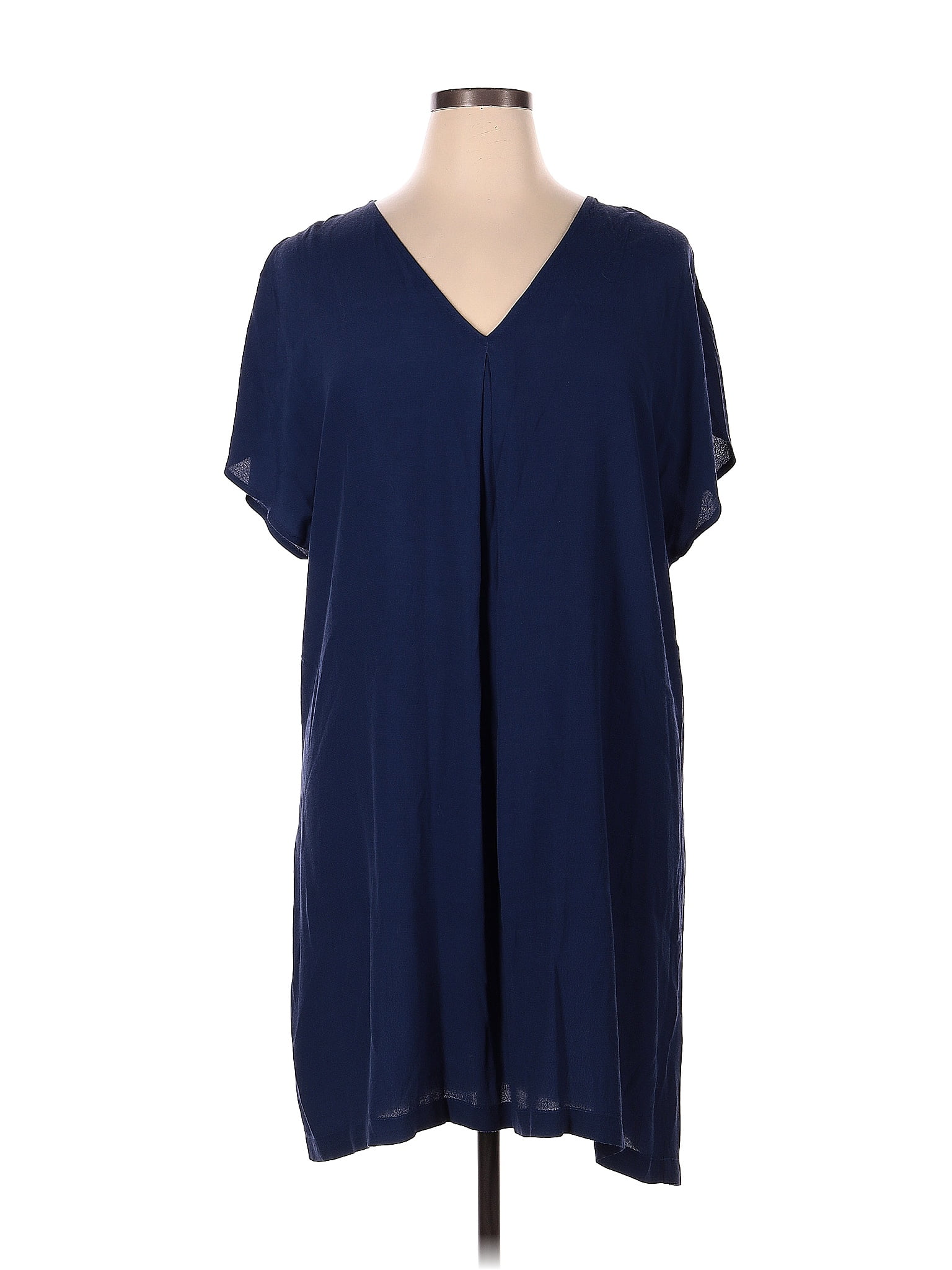 Madewell 100 Viscose Solid Navy Blue Casual Dress Size Xl 69 Off