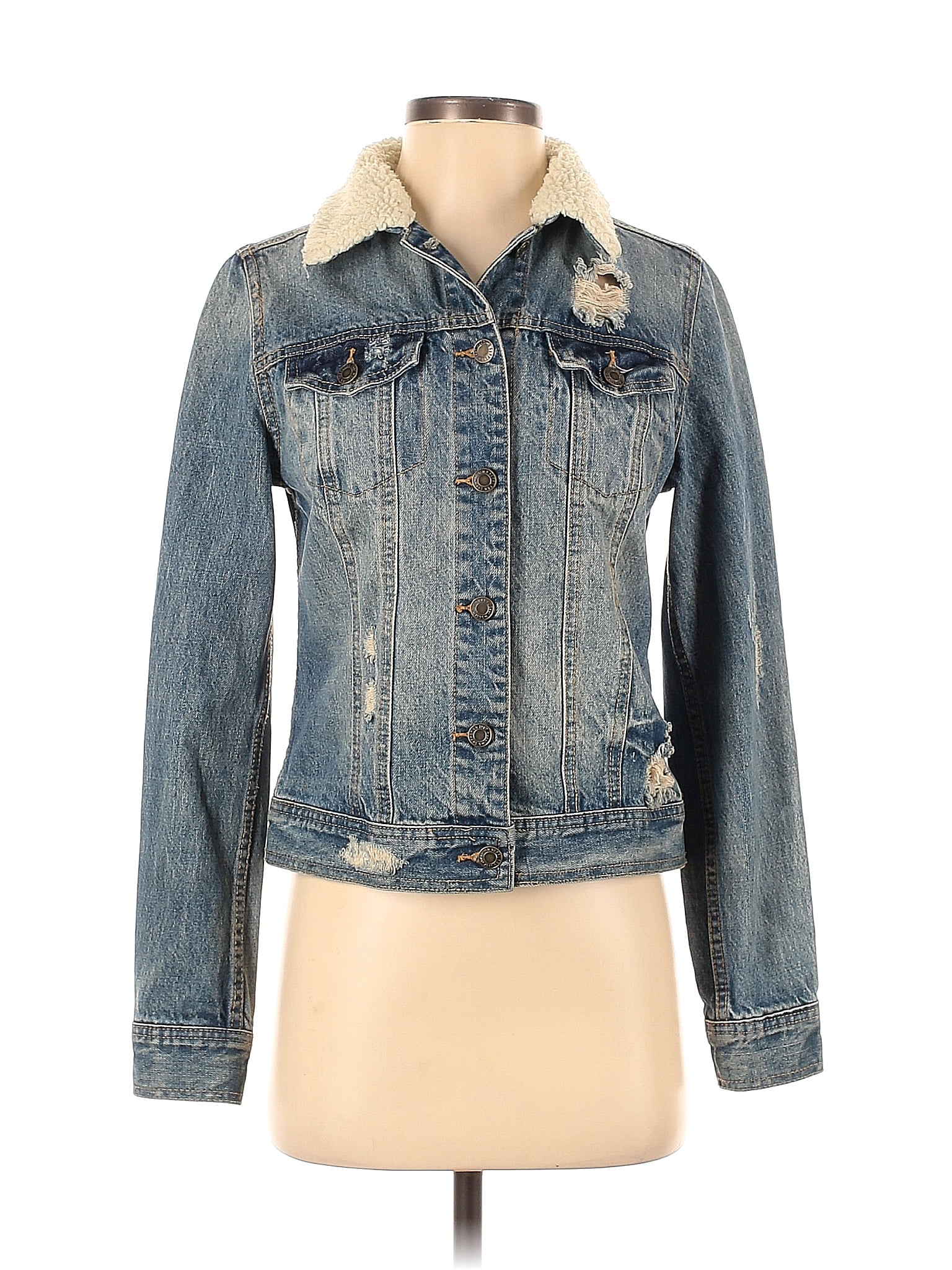 Mossimo Supply Co 100 Cotton Solid Blue Denim Jacket Size S 43 Off
