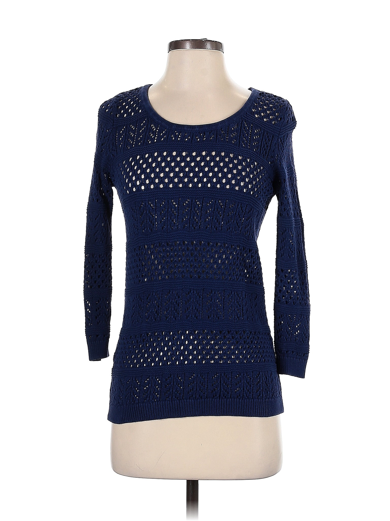 Ann Taylor LOFT Outlet 100% Cotton Color Block Polka Dots Blue Pullover ...