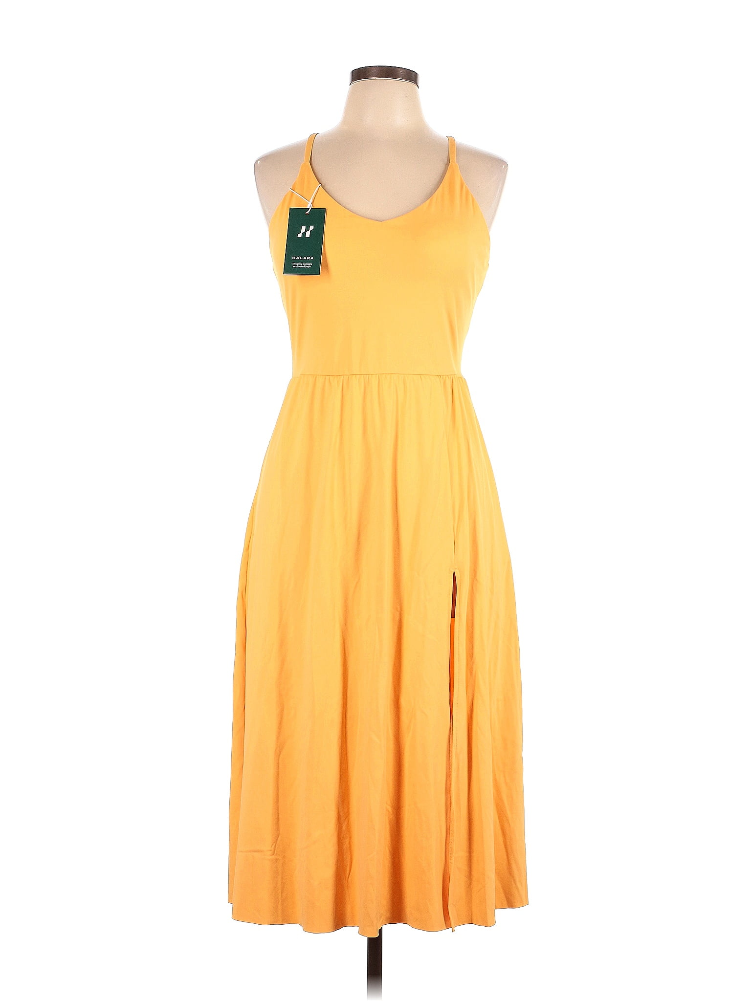 Halara Solid Yellow Casual Dress Size L - 57% off | ThredUp