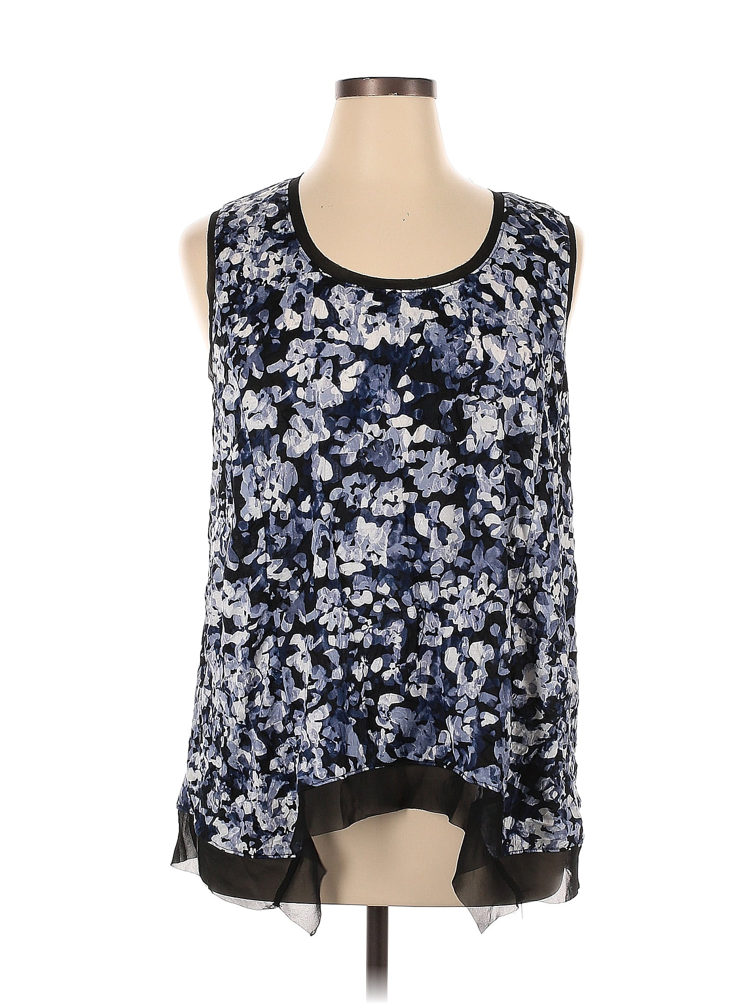 Simply Vera Vera Wang 100 Polyester Color Block Floral Blue Sleeveless