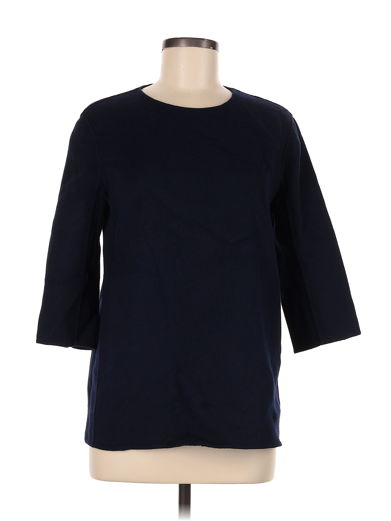 S Max Mara Solid Navy Blue Long Sleeve Blouse Size 2 79 Off Thredup