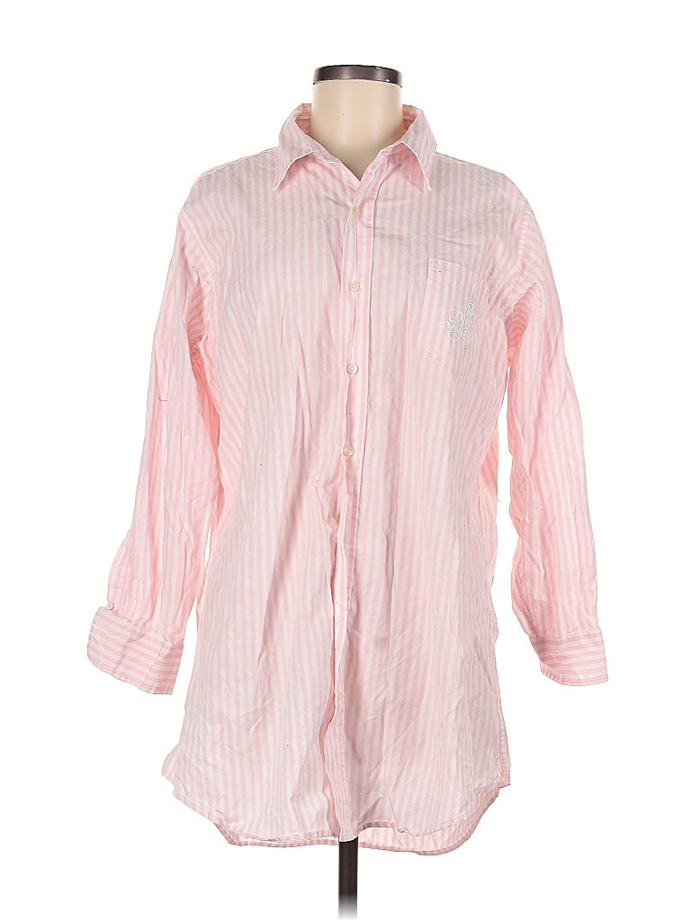 Lauren by Ralph Lauren 100% Cotton Stripes Pink Long Sleeve Button-Down Shirt Size M - 69% off ...