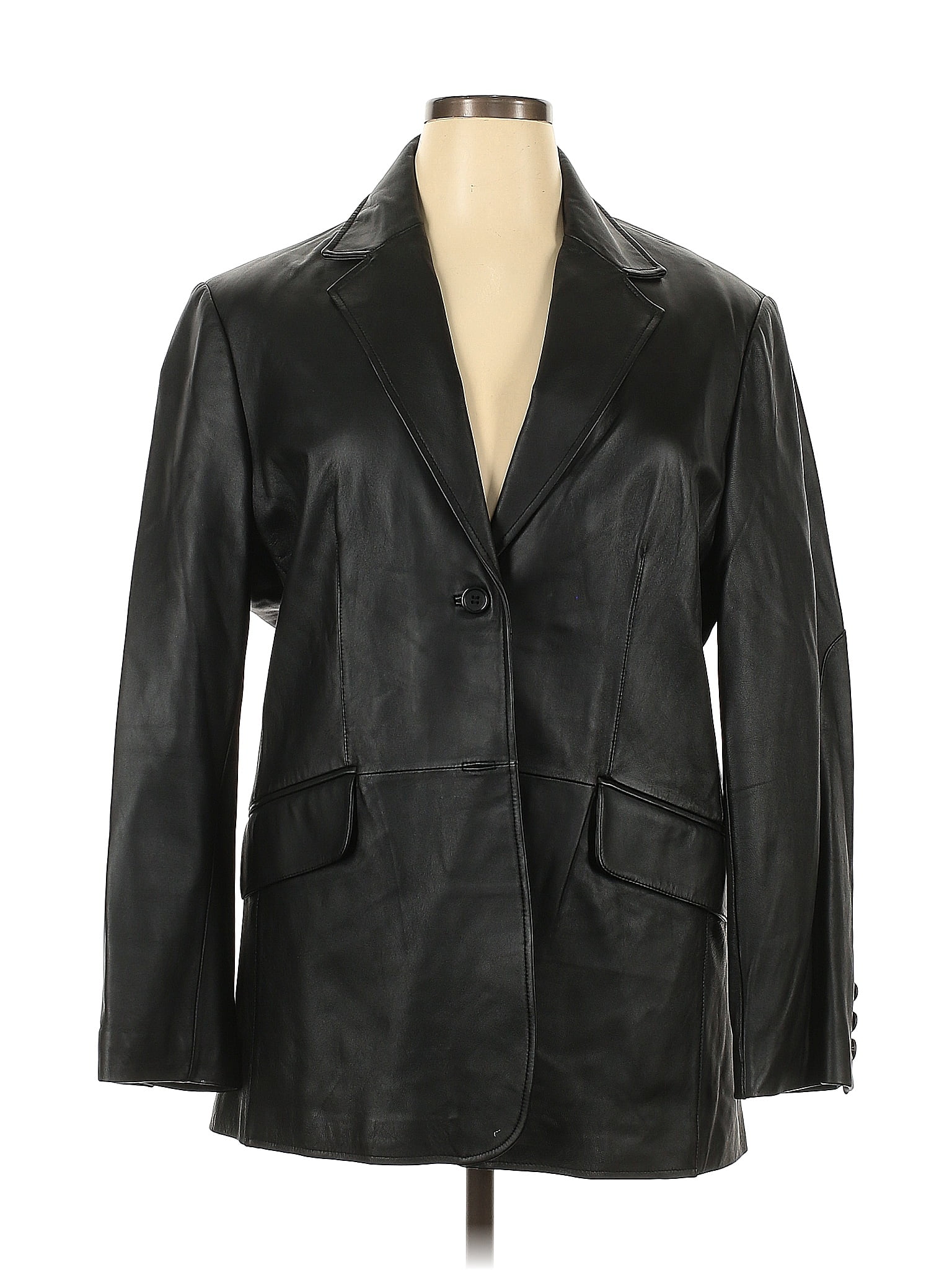 Pamela McCoy 100% Leather Solid Black Leather Jacket Size 1X (Plus ...