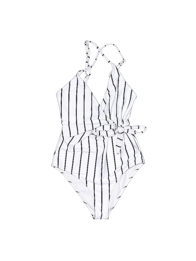 Assorted Brands Stripes Grid Graphic Zebra Print White One Piece