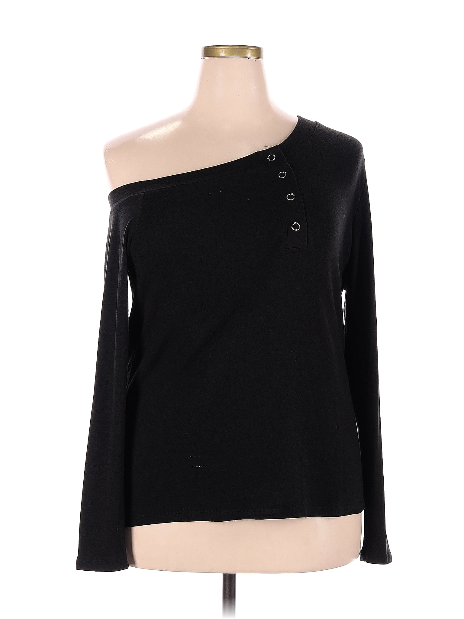 Eloquii Solid Black Long Sleeve Blouse Size 18 Plus 67 Off Thredup
