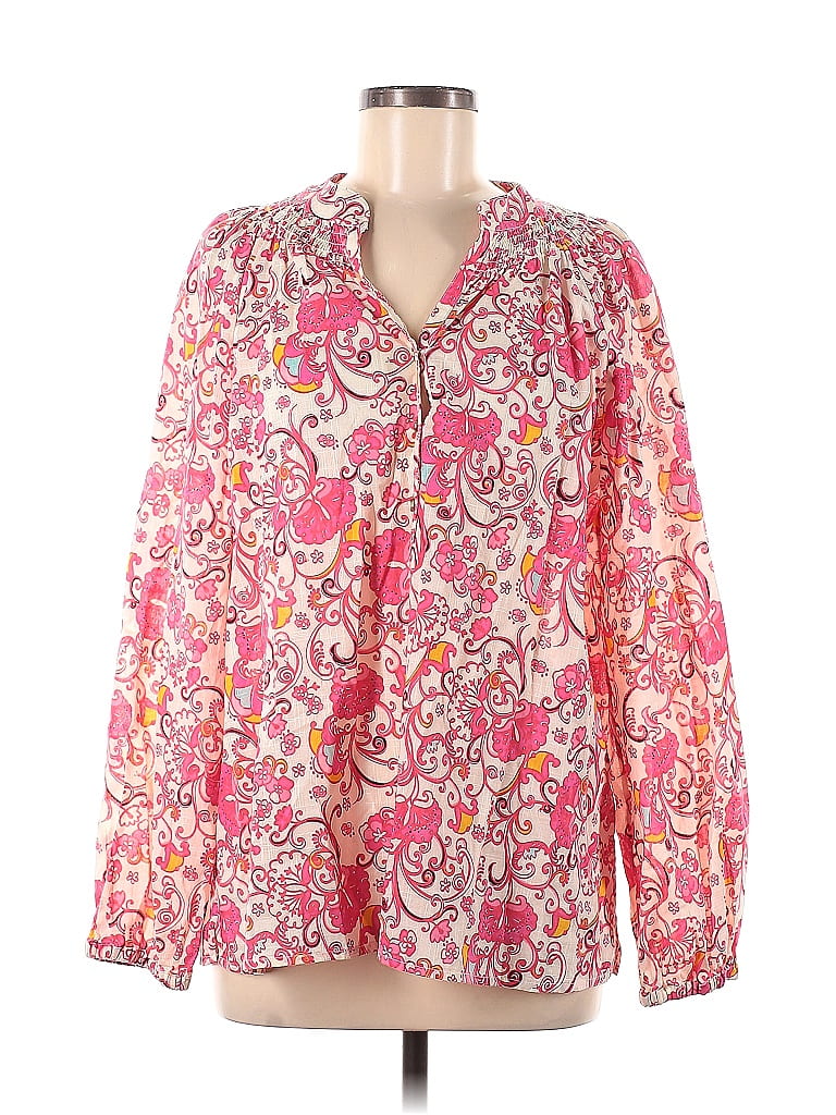 Lilly Pulitzer 100% Cotton Floral Paisley Multi Color Pink Long Sleeve Blouse Size L - 67% off ...