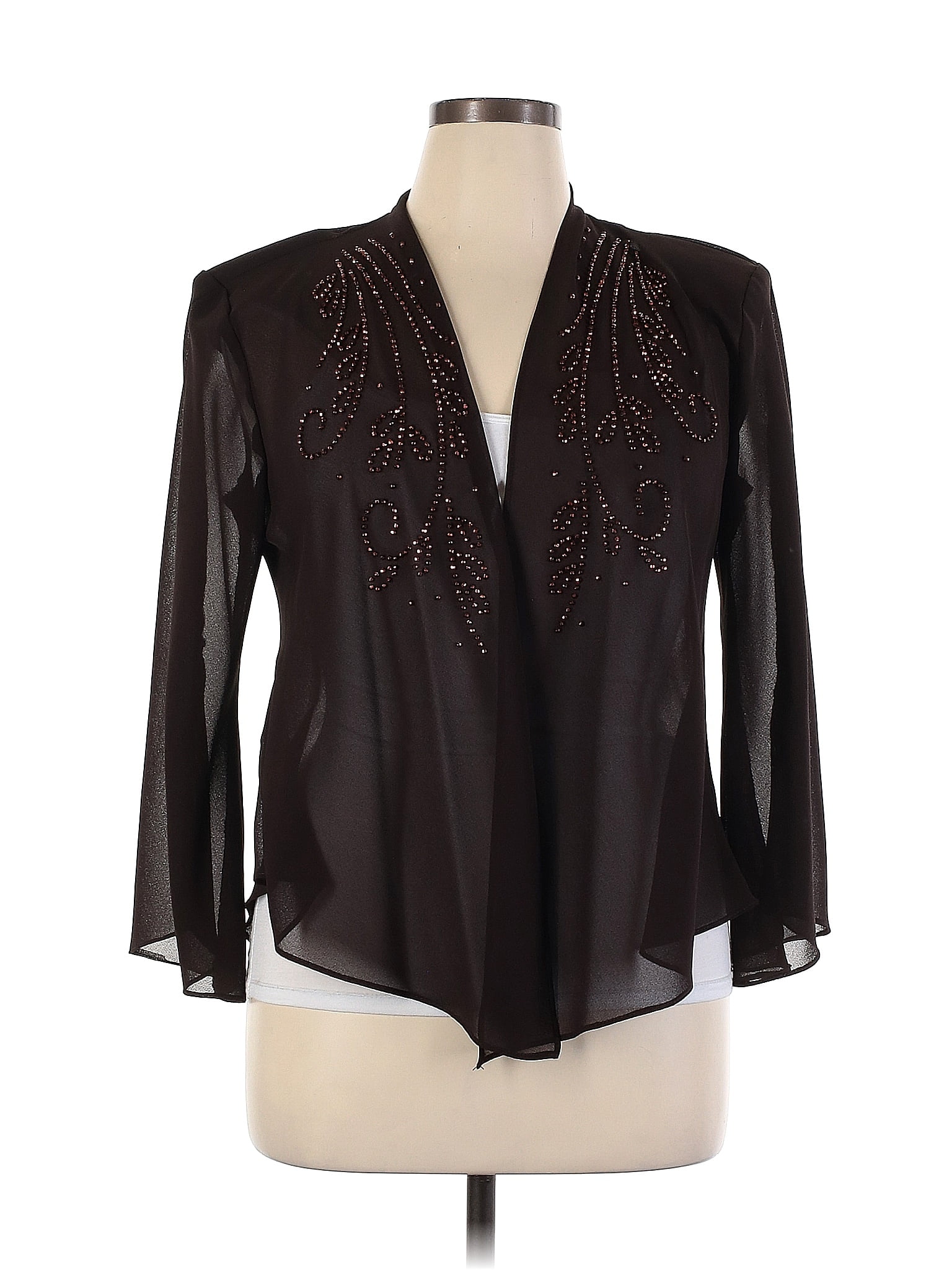 Randm Richards 100 Polyester Solid Black Long Sleeve Blouse Size 14 76