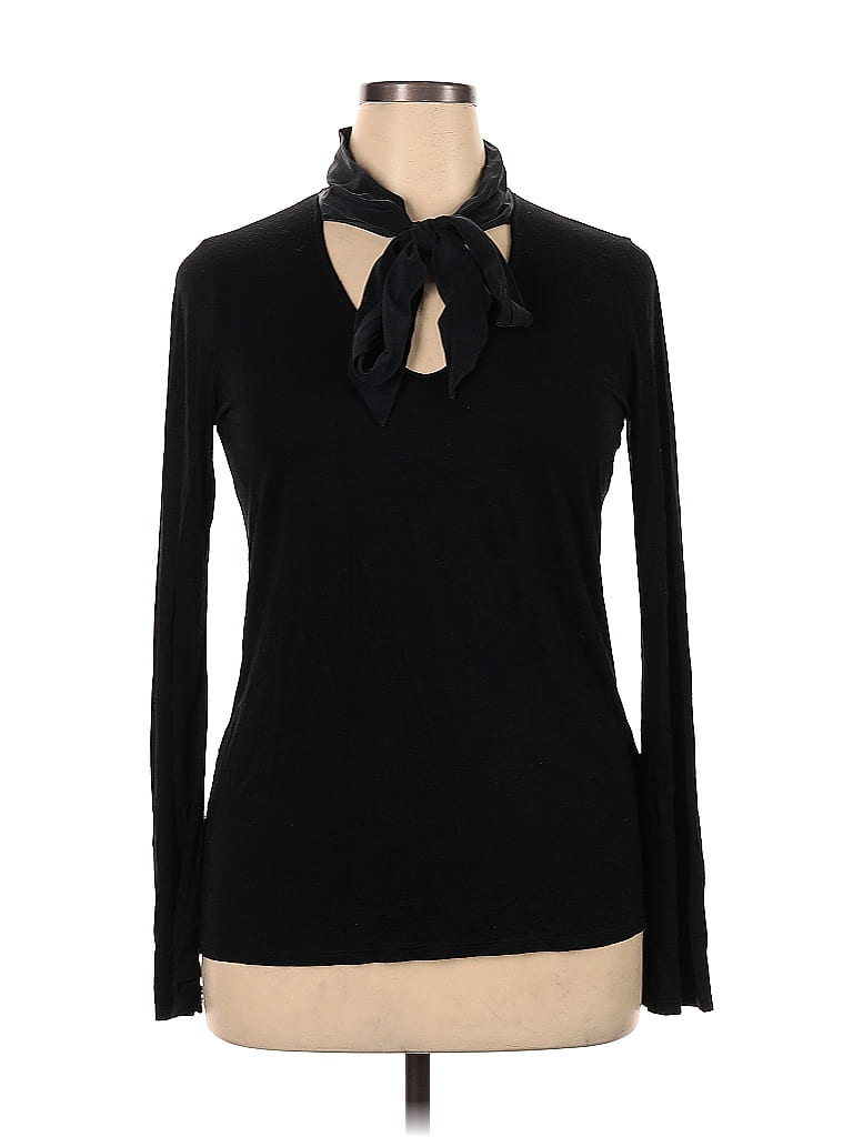 Three Dots Solid Black Long Sleeve Blouse Size Xl 78 Off Thredup