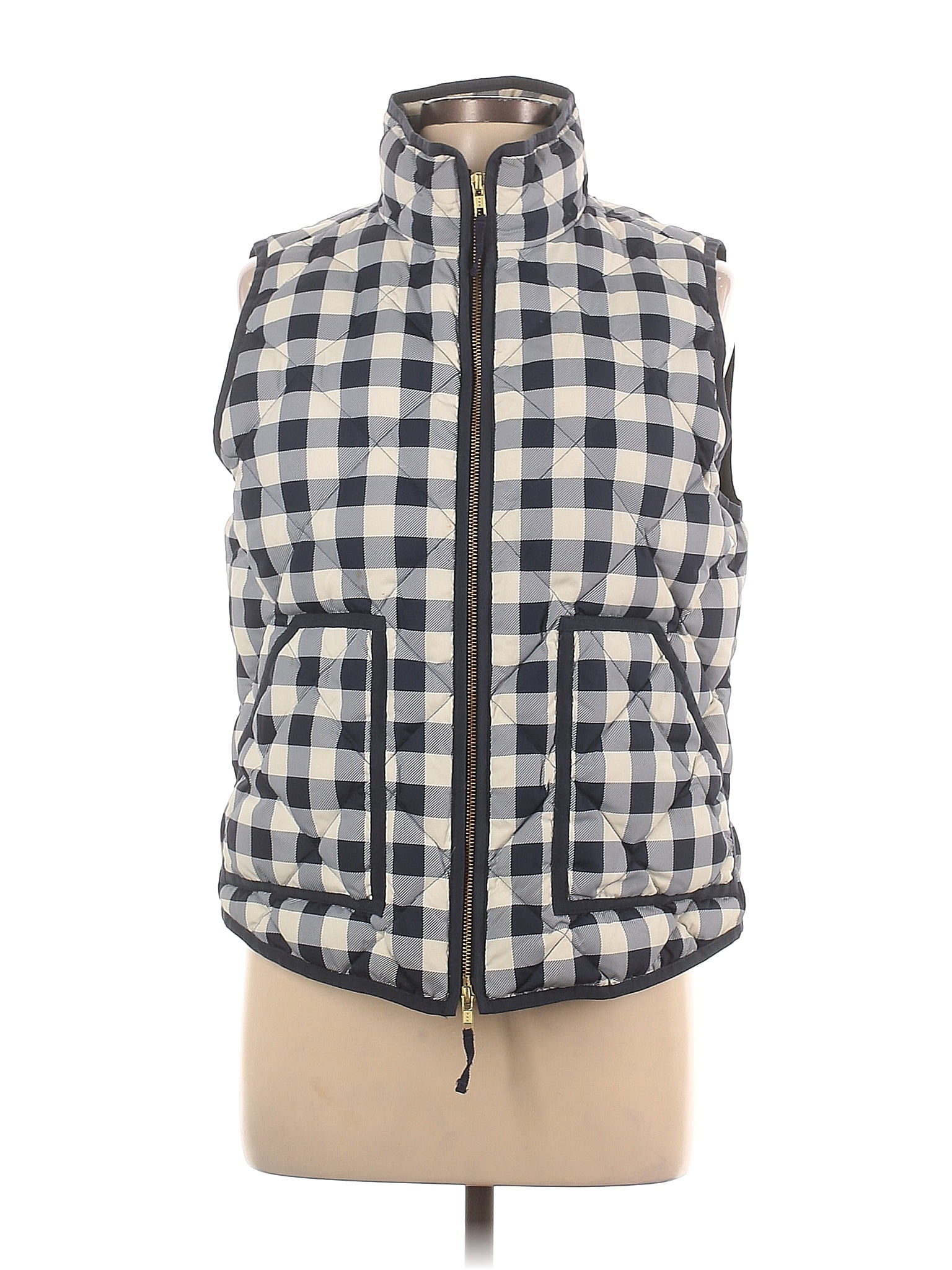 J Crew Factory Store 100 Polyester Checkered Gingham Multi Color Blue