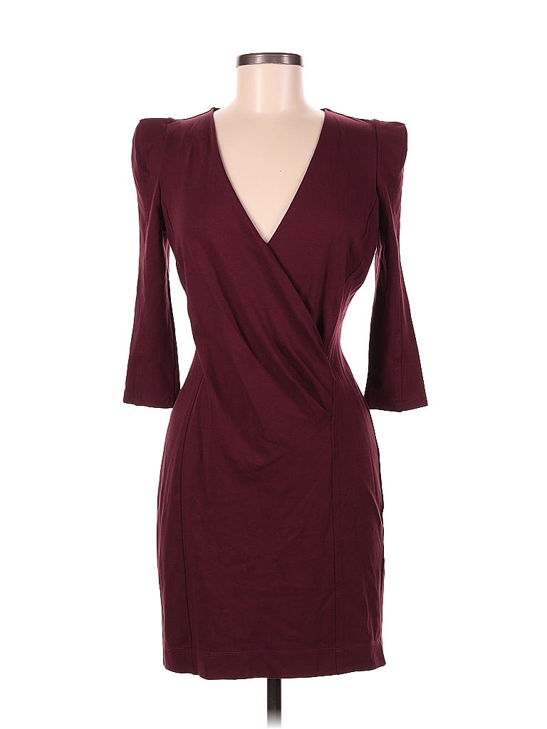French Connection Solid Maroon Burgundy Casual Dress Size 8 - 76% off ...