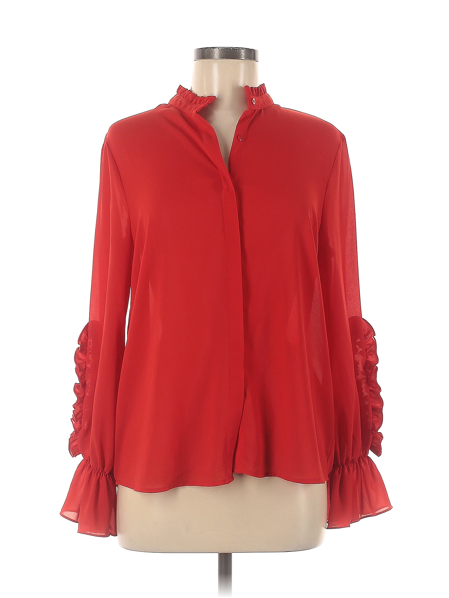 Zara Basic Solid Red Long Sleeve Blouse Size M 56 Off Thredup