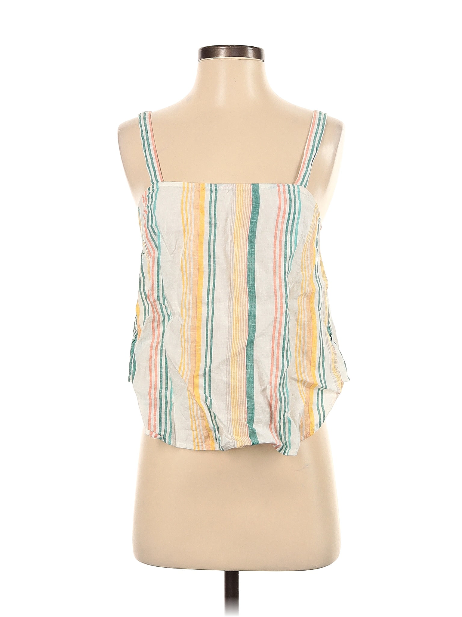 Madewell 100% Linen Stripes Yellow Sleeveless Blouse Size S - 63% off ...