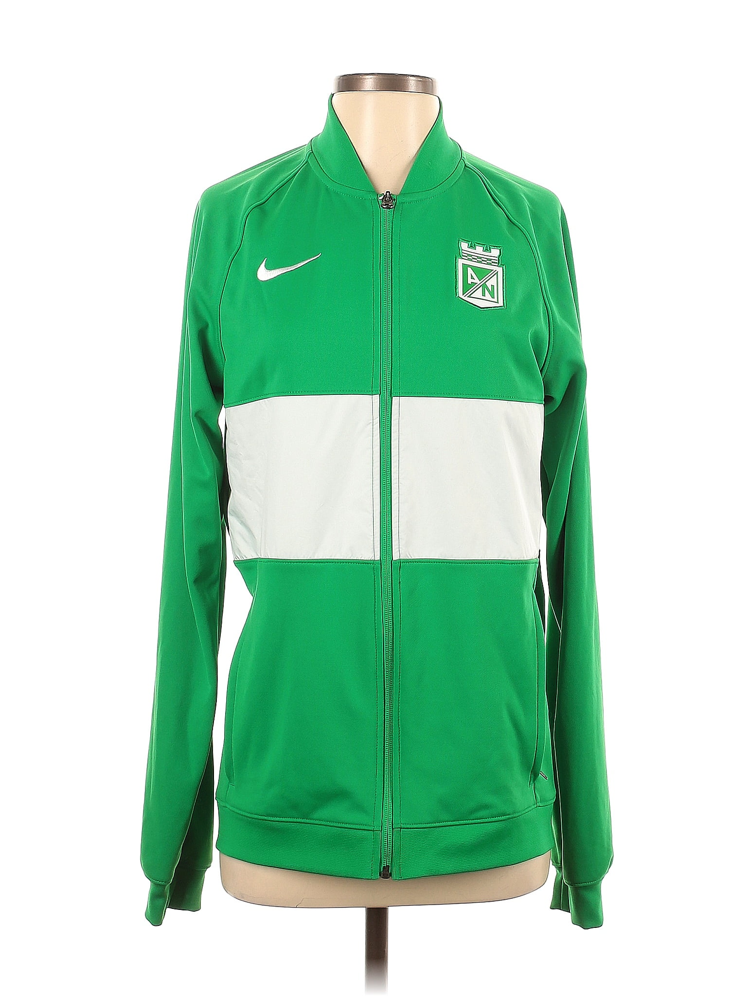 Nike 100% Polyester Color Block Solid Green Track Jacket Size S - 65% ...