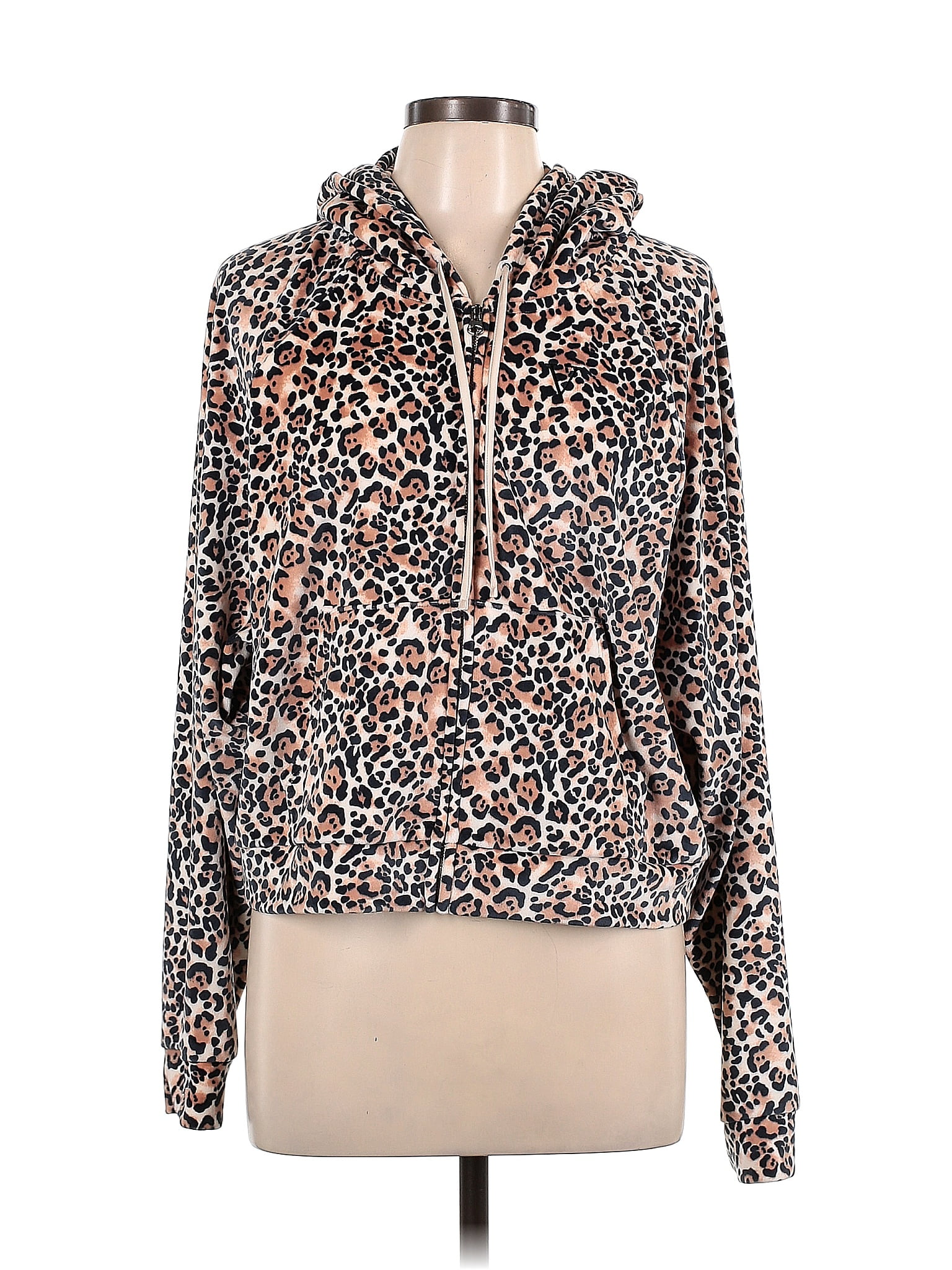 Victoria's Secret Leopard Print Multi Color Brown Zip Up Hoodie Size L ...