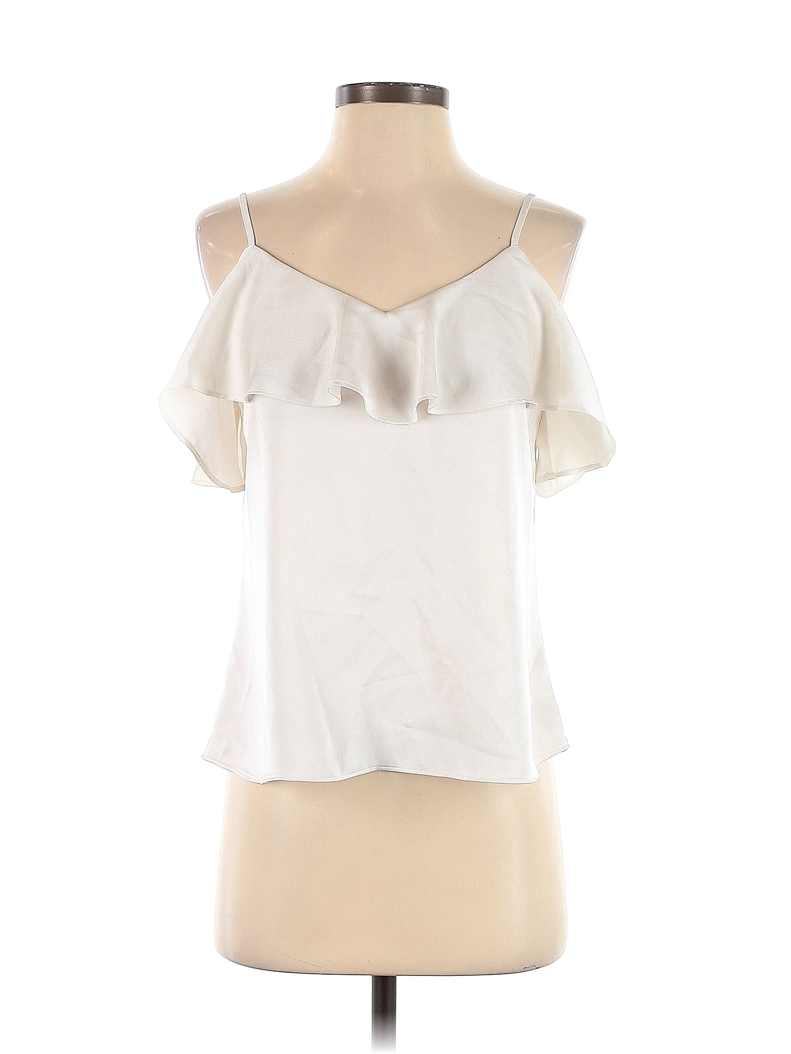 Ann Taylor Factory 100 Polyester White Ivory Sleeveless Blouse Size Xs