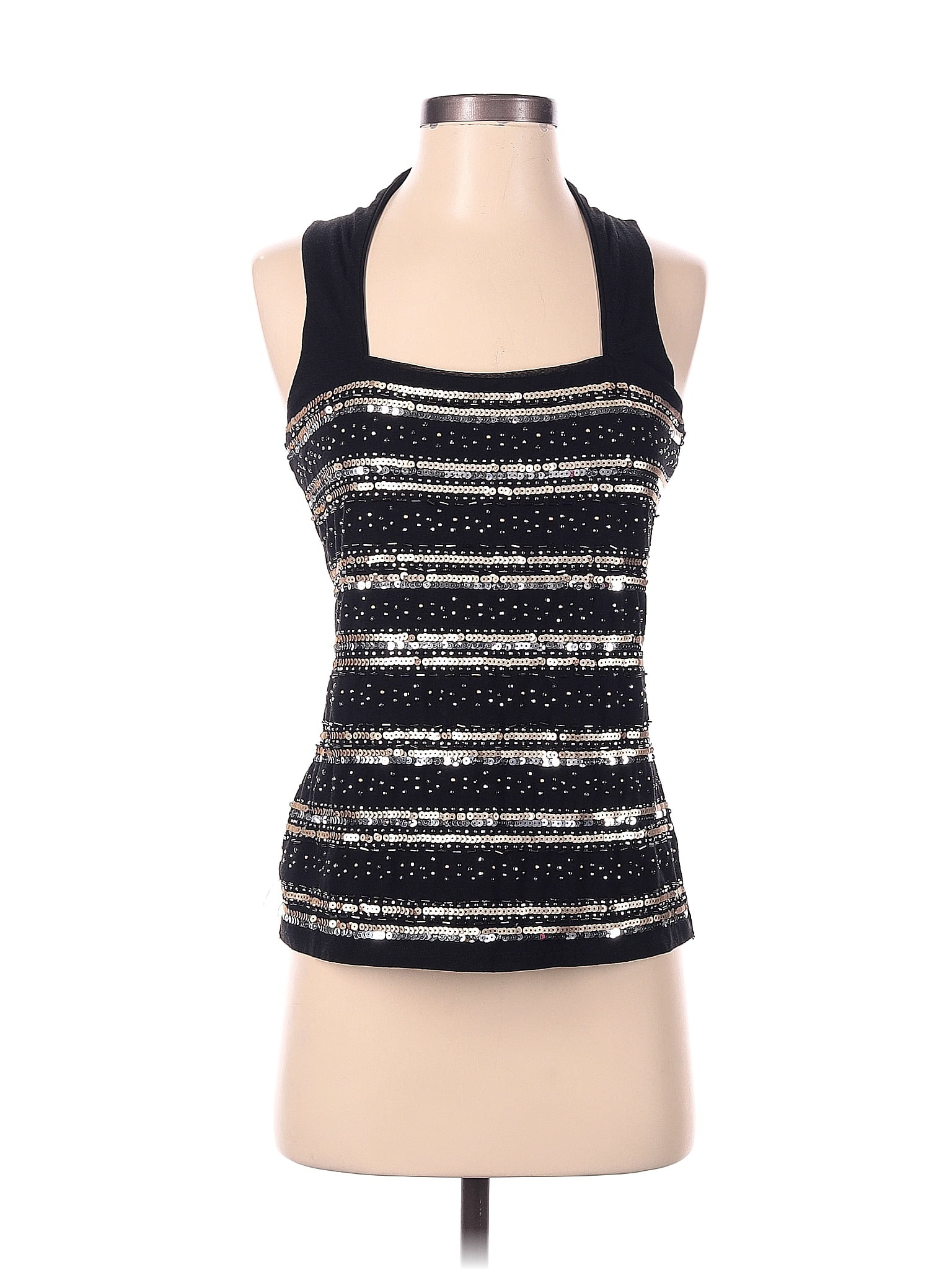 White House Black Market Stripes Multi Color Black Sleeveless Top Size ...