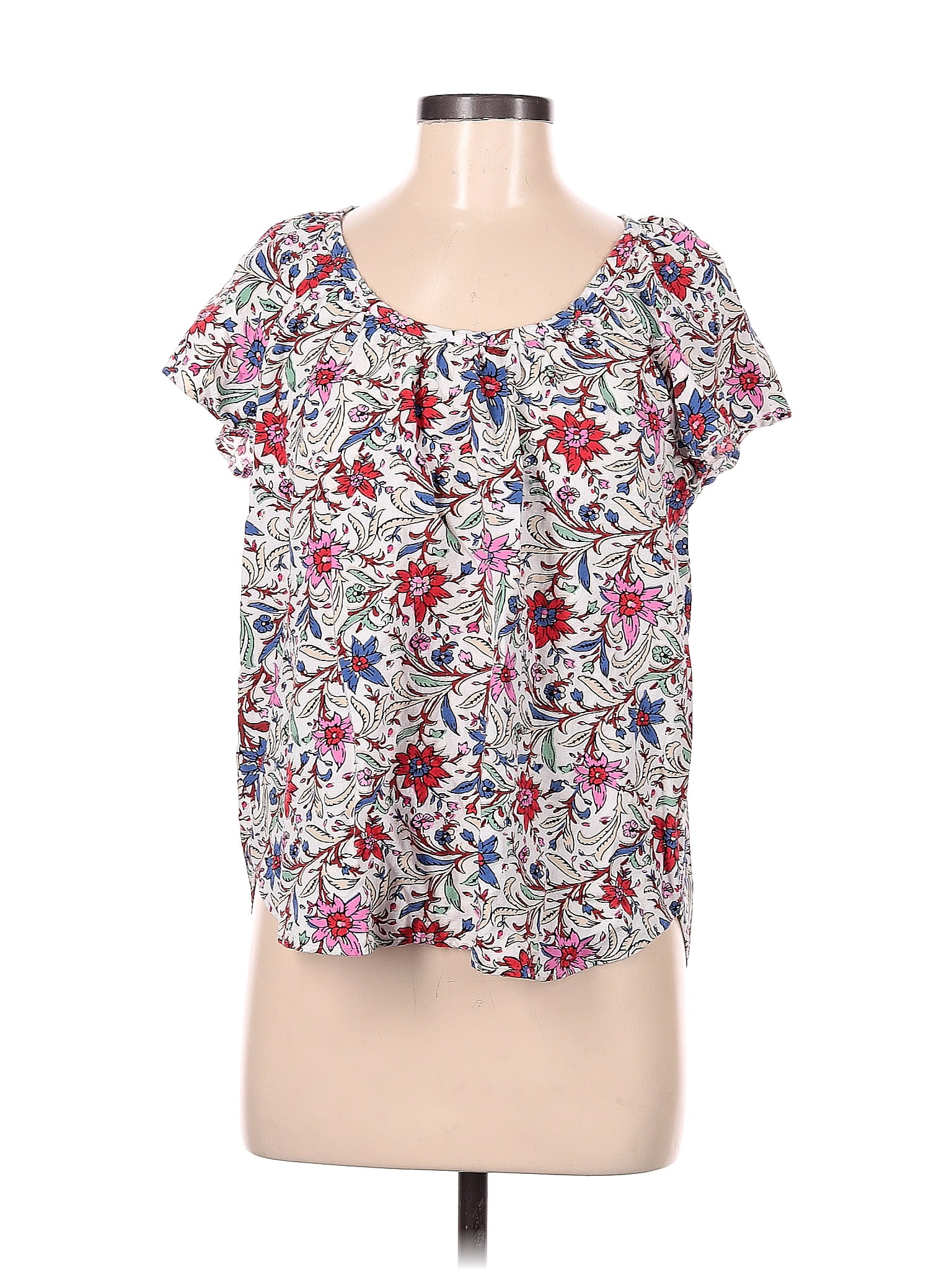 Ann Taylor Loft Floral White Short Sleeve Blouse Size M 70 Off Thredup